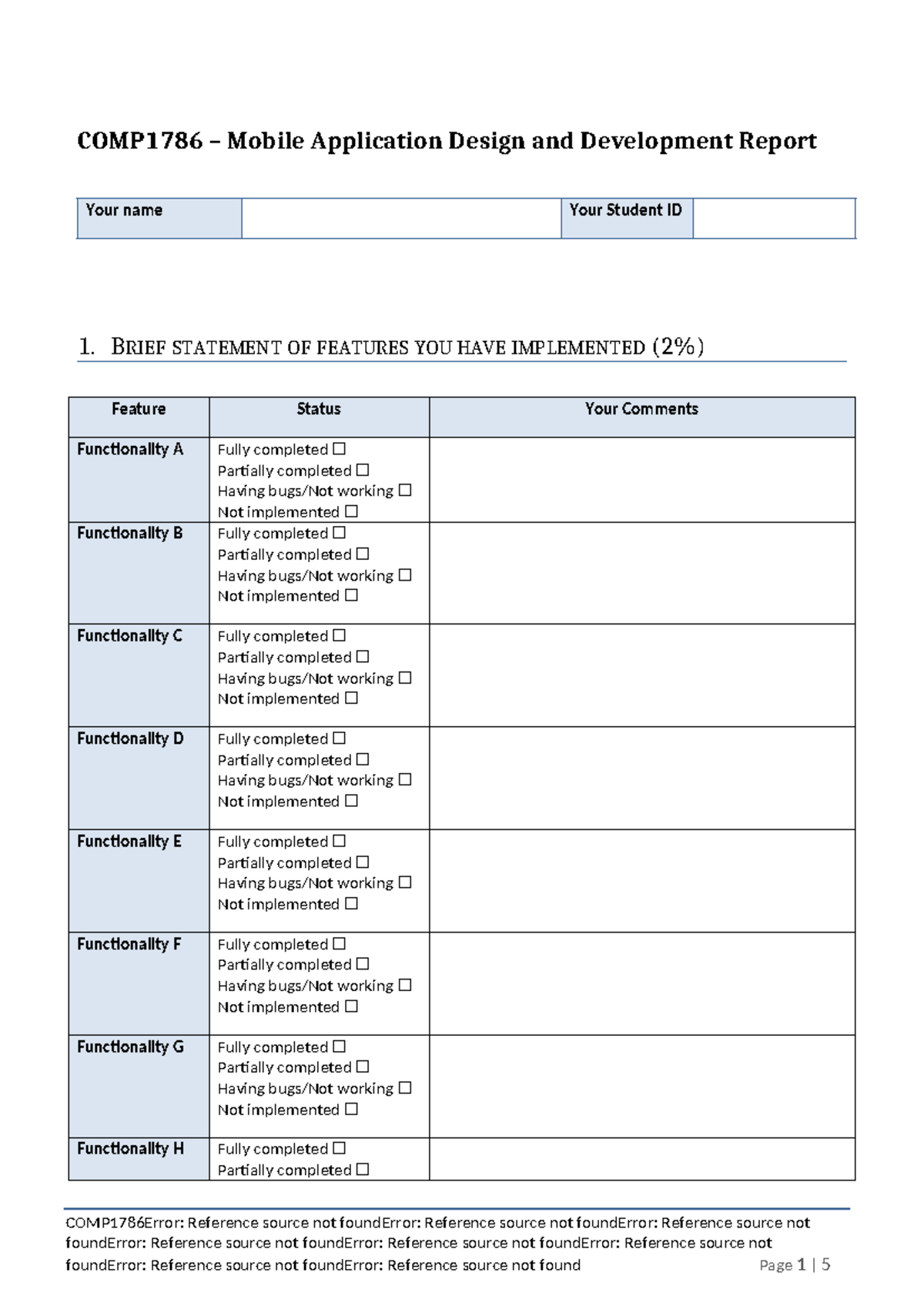 COMP1786 Individual Coursework Report Template - COMP1786 – Mobile ...