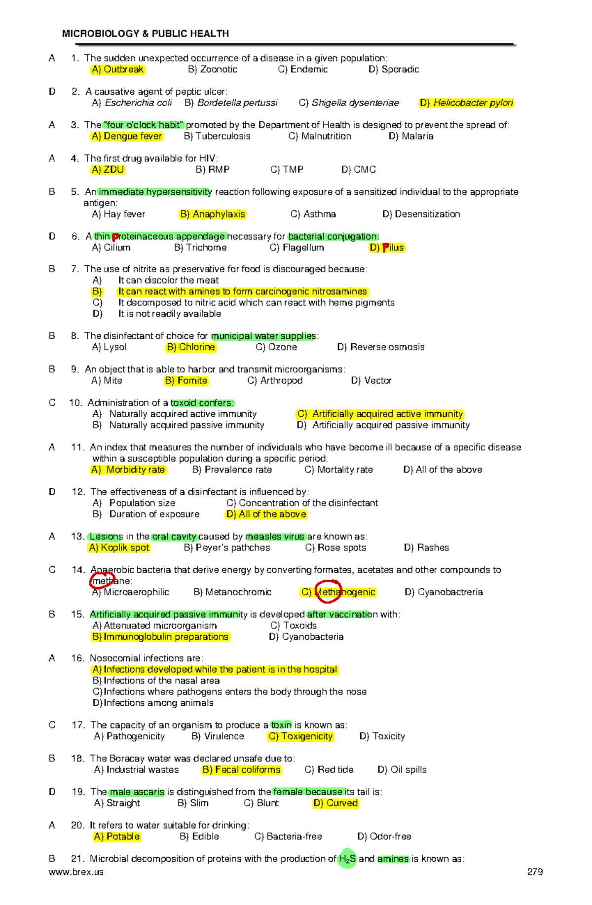 Microbiology Parasitology Answer Key- Green Pacop - A 1. The sudden ...