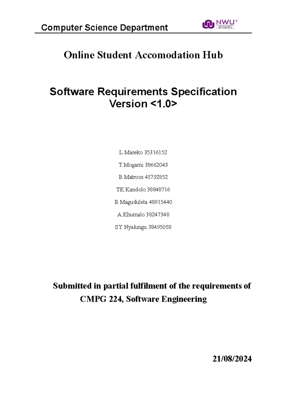 Project Proposal CMG 224 - Computer Science Department Online Student ...