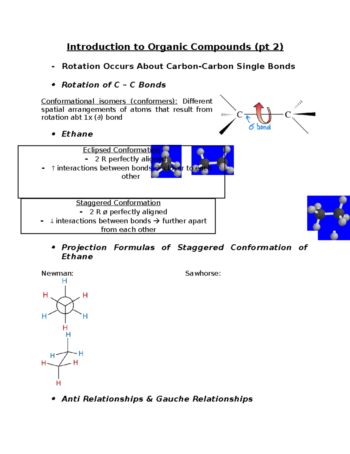 Chapter 3 - Intro to Organic Compounds (pt 2) Notes - Introduction to ...