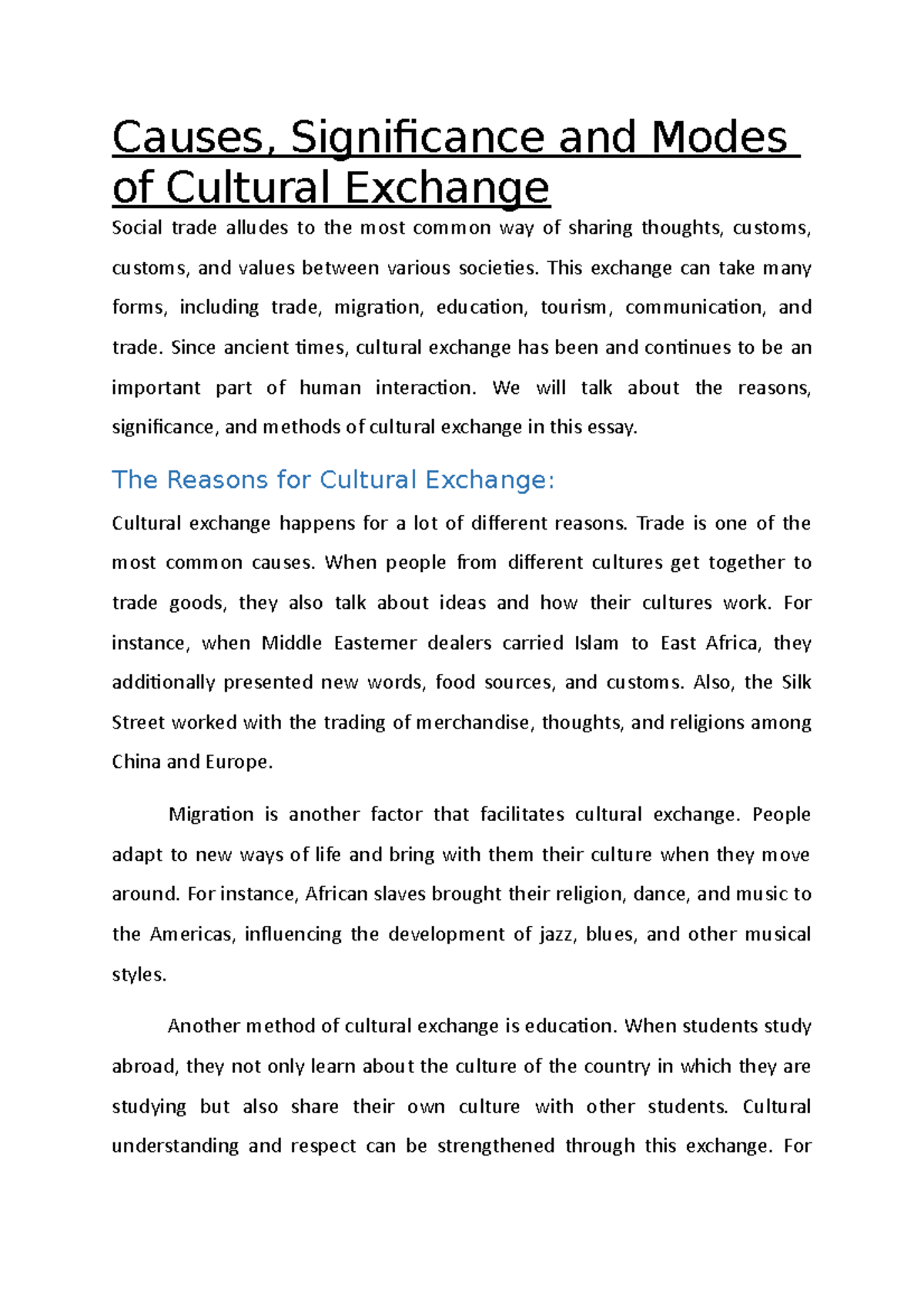 Causes Significance And Modes Of Cultural Exchange Causes causes-significance-and-modes-of-cultural-exchange-causes