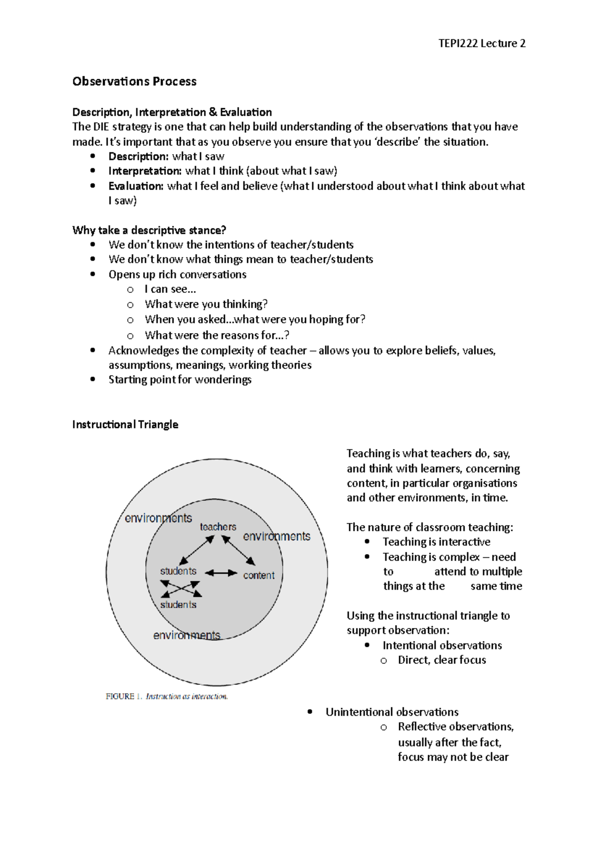 Lecture 2 - Observations Process - TEPI222 Lecture 2 Observations ...