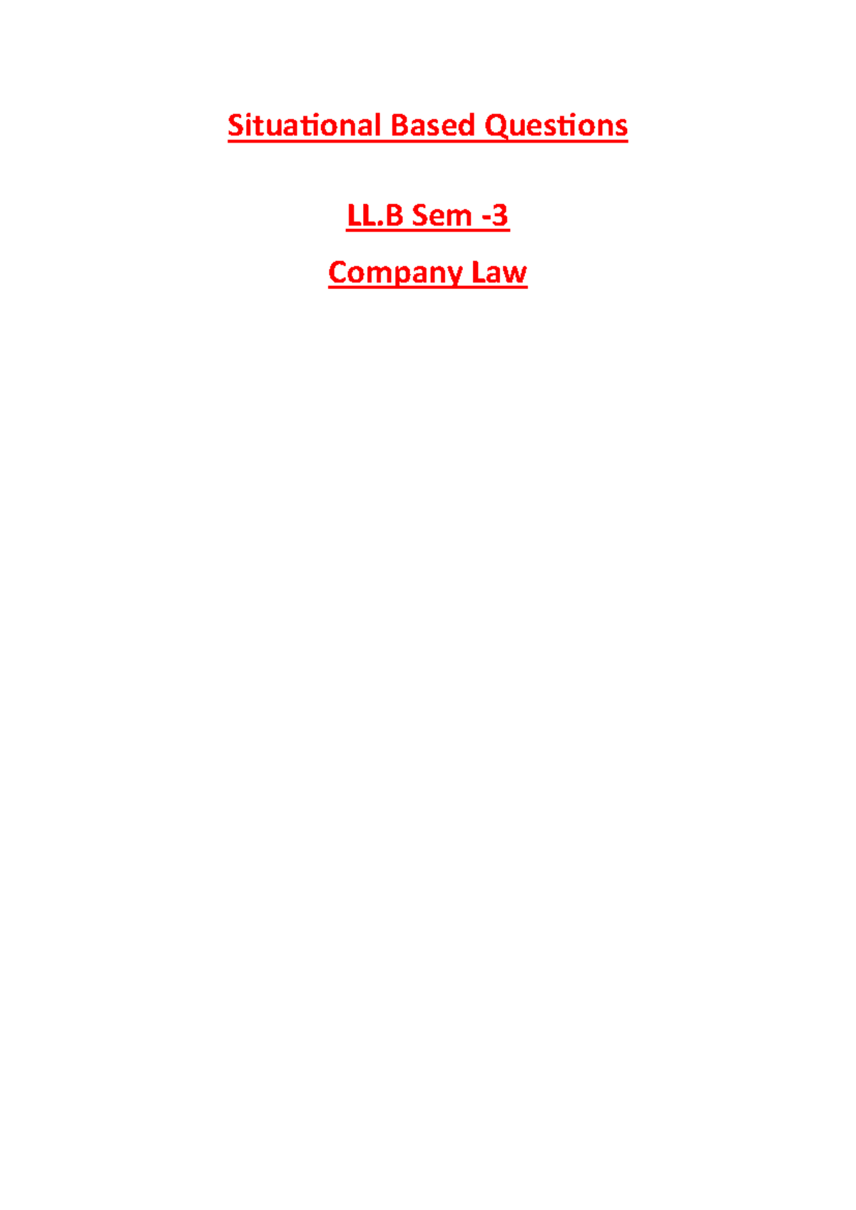 Situtaional question Company Law - Situational Based Questions LL Sem ...