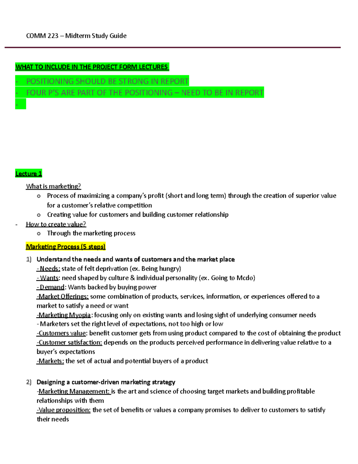 COMM-223-Midterm-Study-Guide - COMM 223 – Midterm Study Guide WHAT TO ...