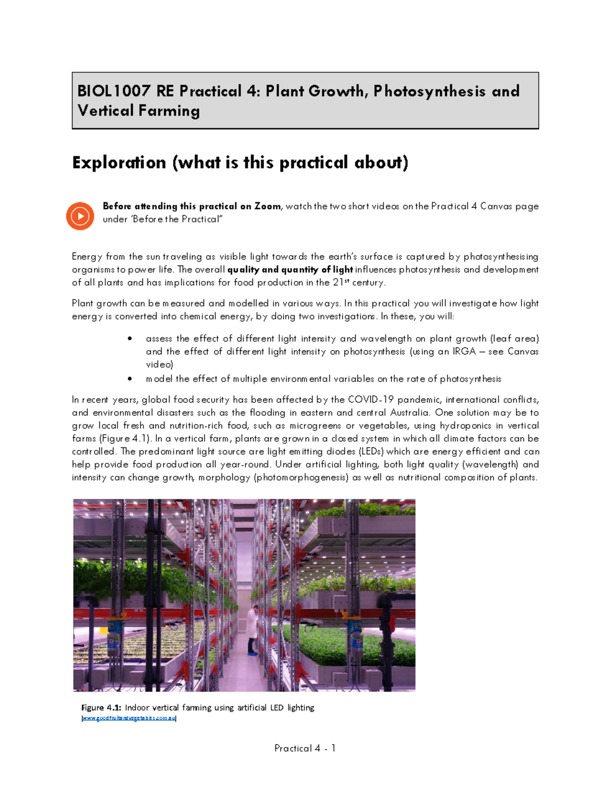 BIOL1007 RE Practical 4Plant Growth Student Lab Manual 2022 - BIOL1007 ...