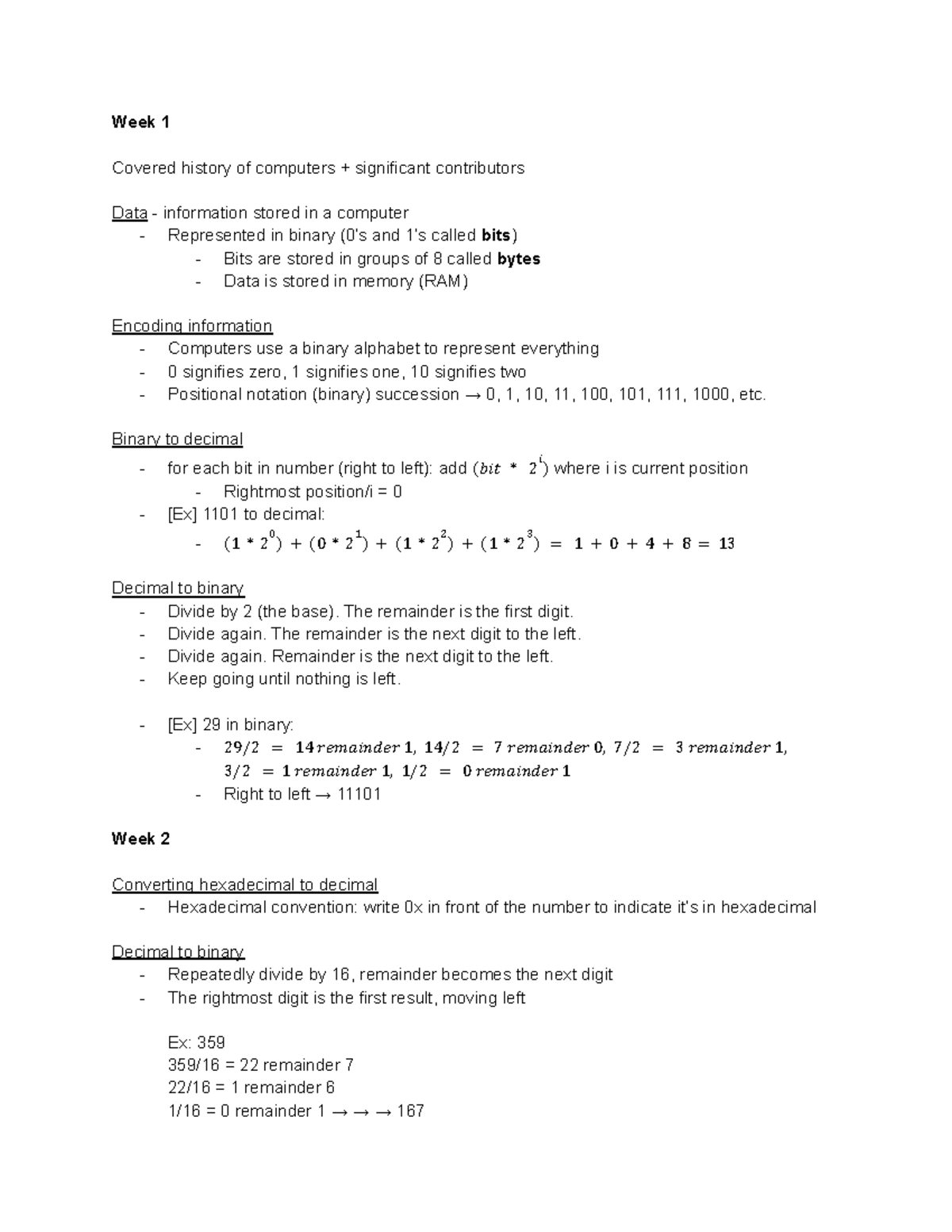 Info 102 week 1-2 - week 1-2 lecture notes - Week 1 Covered history of ...