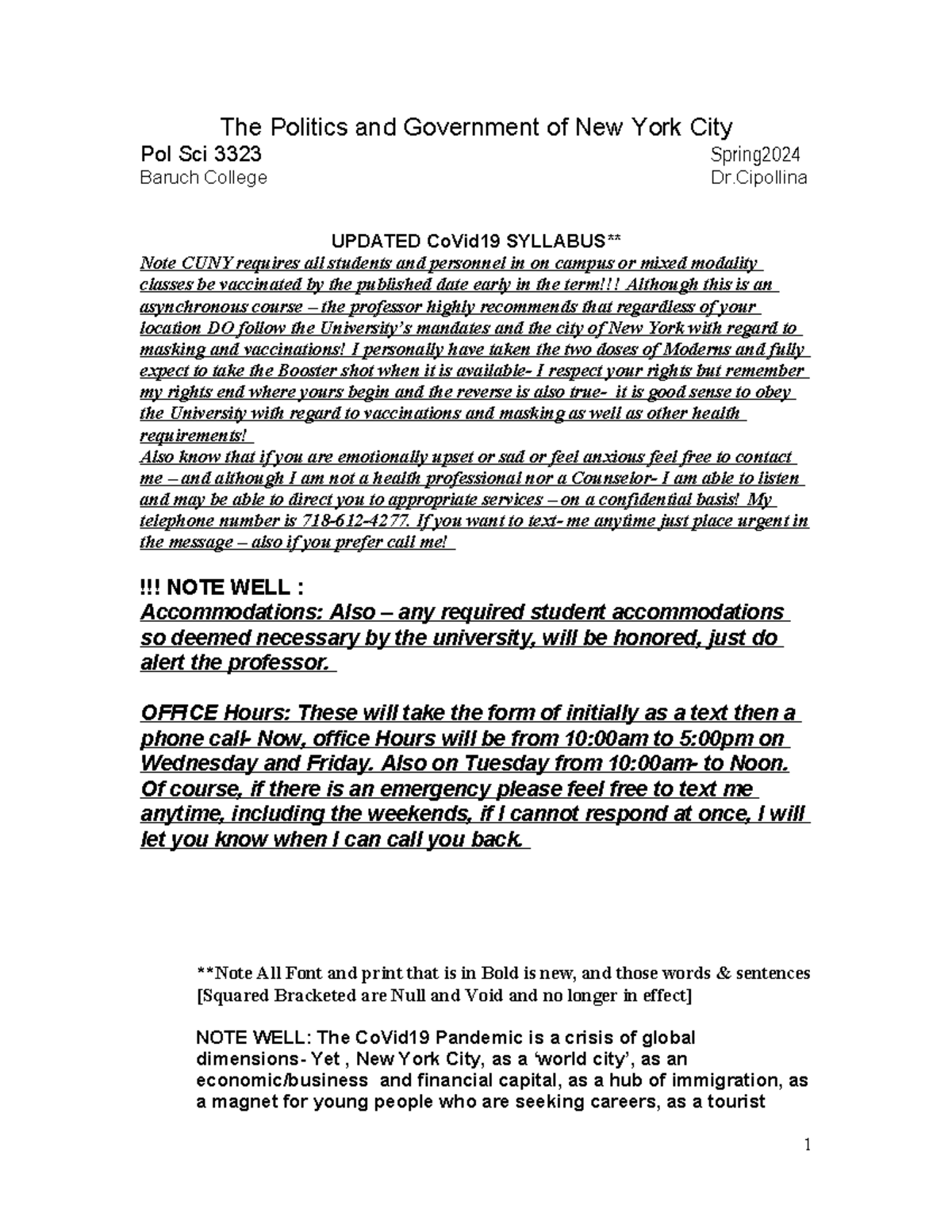 Pol Sci 3323 NYCity Spring 2024 copy copy copy copy copy - The Politics ...