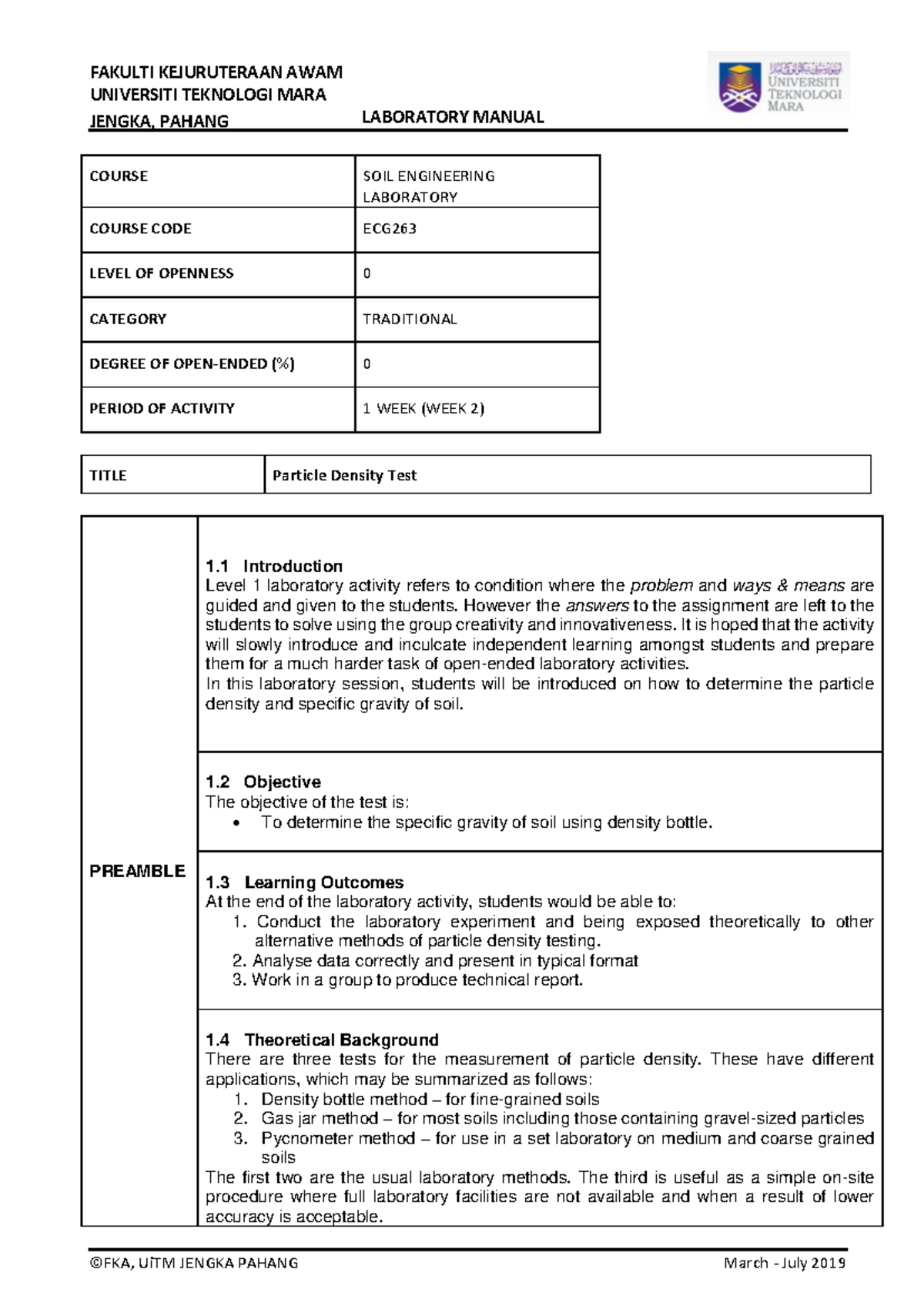 Document - lab manual note - UNIVERSITI TEKNOLOGI MARA JENGKA, PAHANG ...