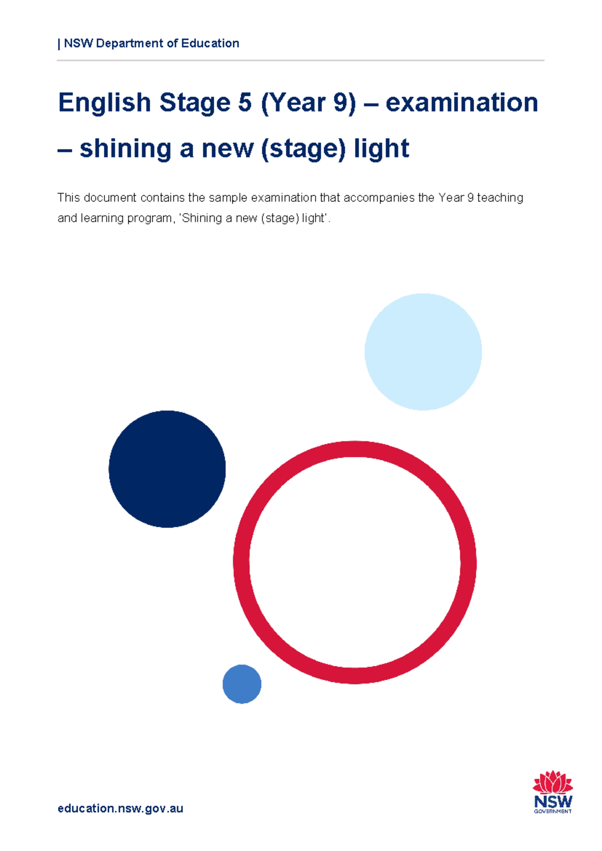 English s5 examination shining a new stage light - | NSW Department of ...