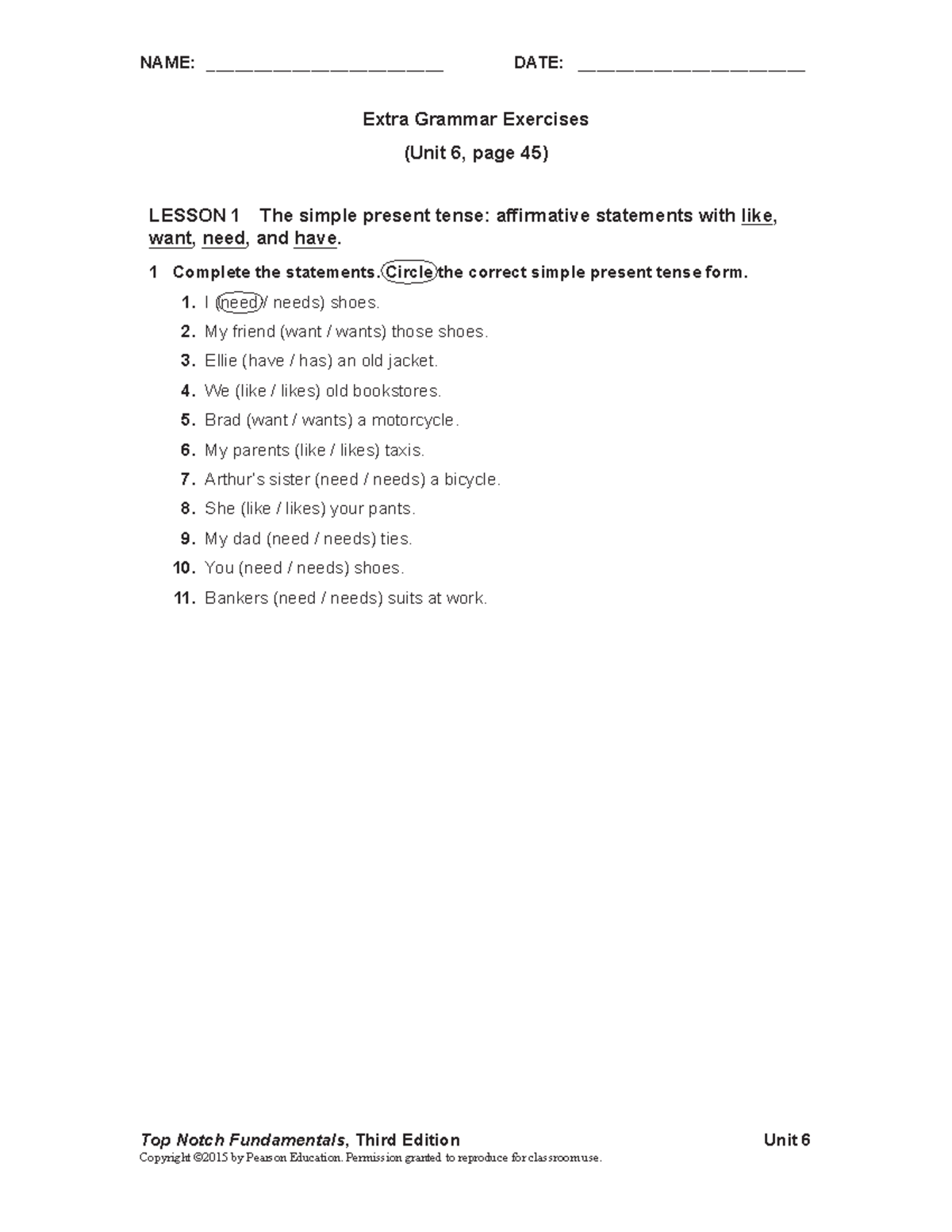 Pdfcoffee - NAME: _________________________ DATE: ________________________ Top Notch ...