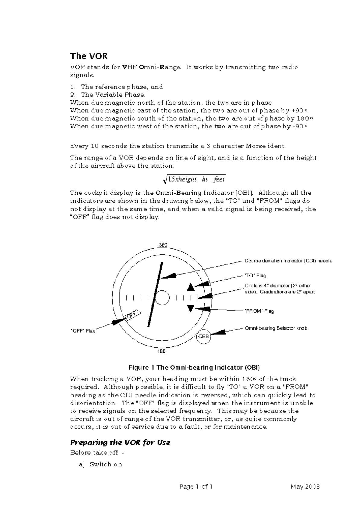 VOR Tracking - Basics about VOR and radio navigation - The VOR VOR ...