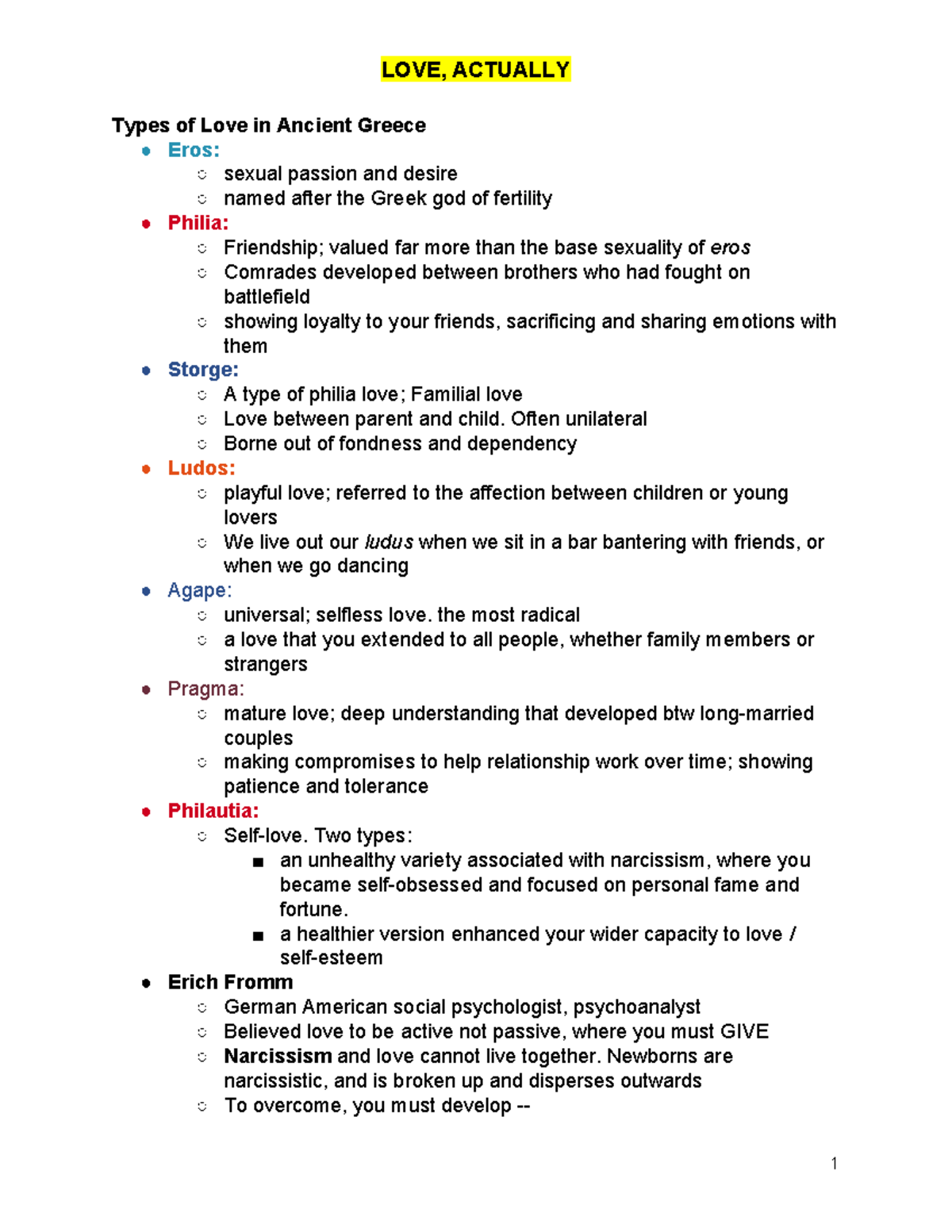 LOVE, Actually - Lecture notes All - Types of Love in Ancient Greece ...