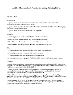 Accounting I Financial Accounting - Accounting Cycle-Notes - ACCT 2101 ...