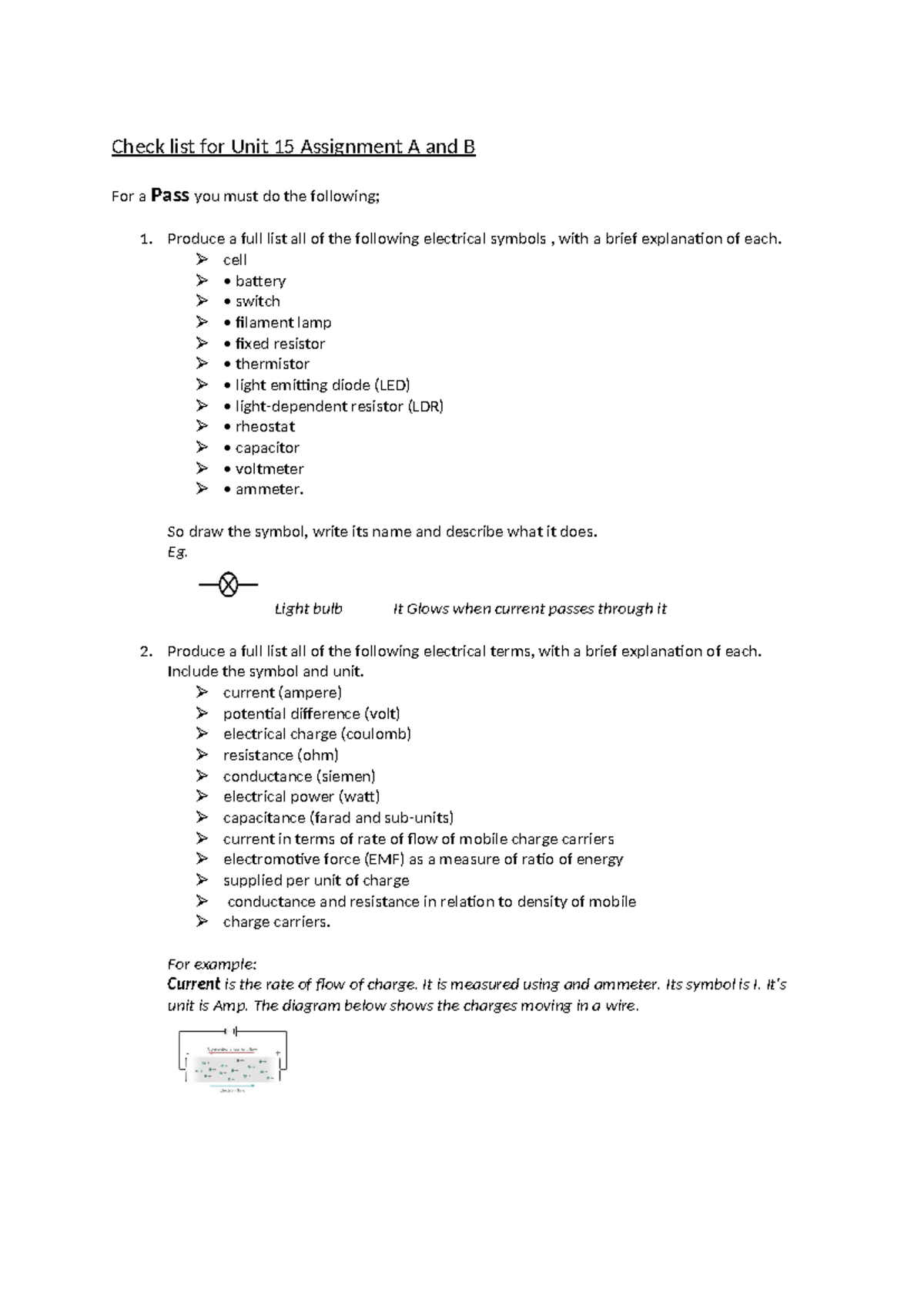 Checklist assignment A - Check list for Unit 15 Assignment A and B For ...