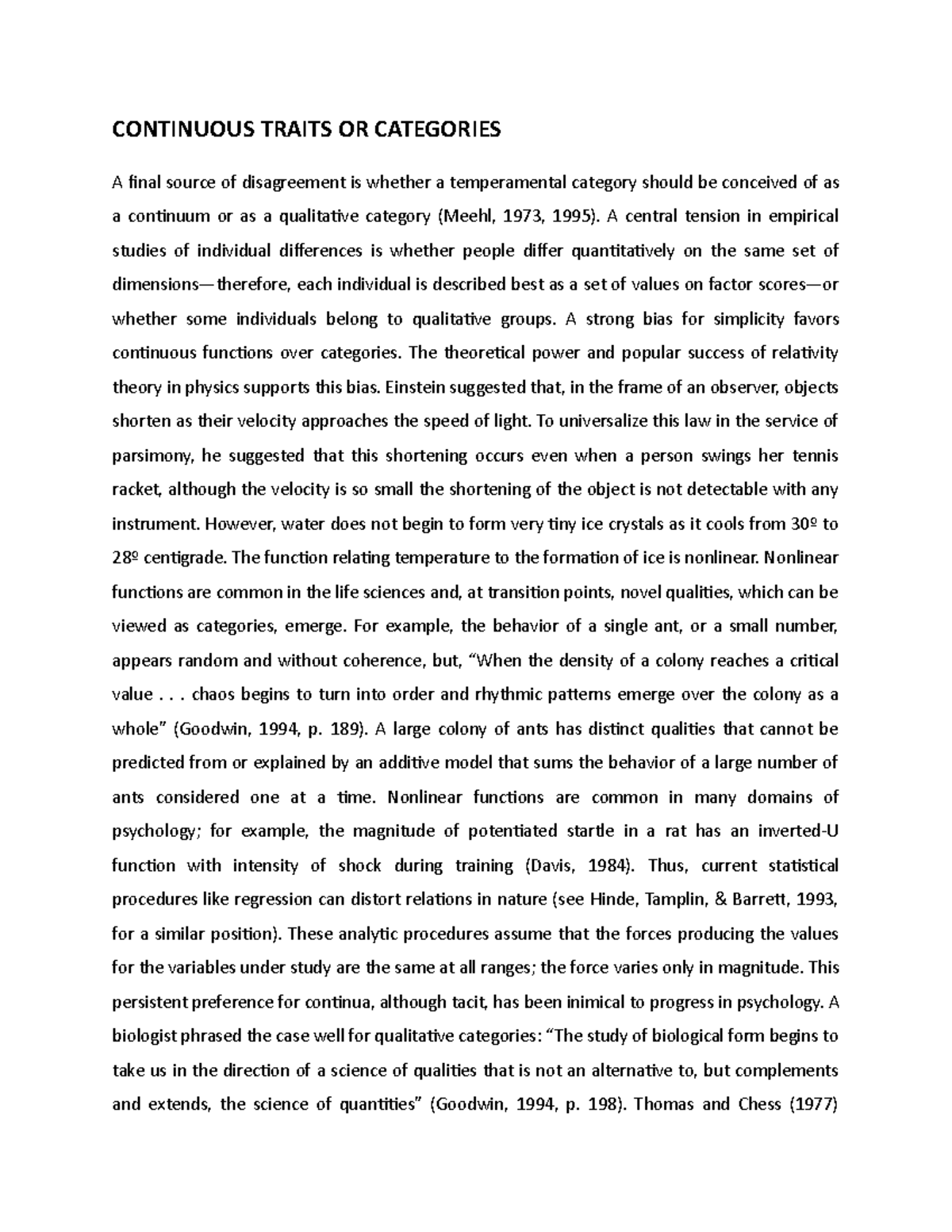 Continuous Traits OR Categories - CONTINUOUS TRAITS OR CATEGORIES A ...