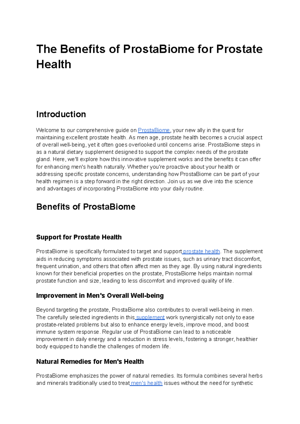 The Benefits of Prosta Biome for Prostate Health - The Benefits of ...
