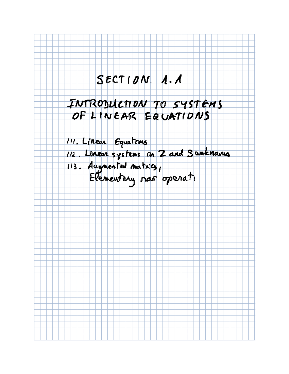 1.1 Systems of linear equations - SECTION 1 A INTRODUCTION TO SYSTEMS ...