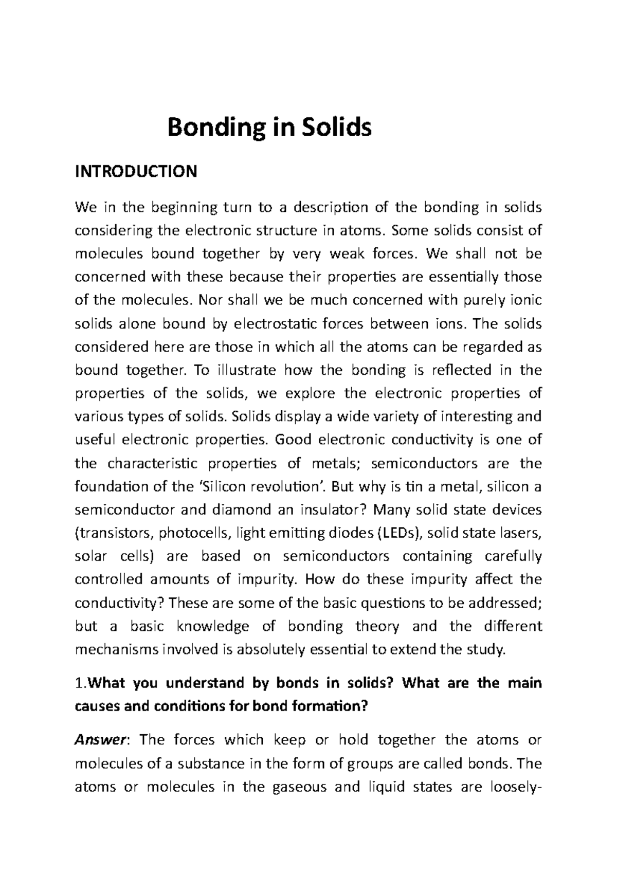 Bonding in Solids ji - Bonding in Solids INTRODUCTION We in the ...