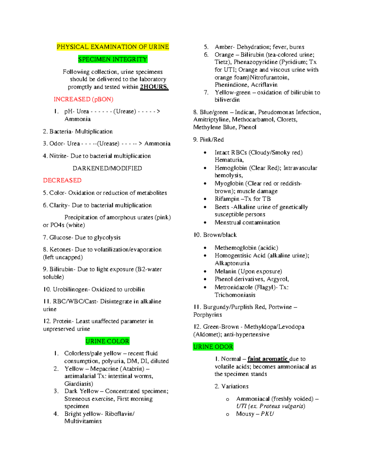 Physical Examination OF Urine - PHYSICAL EXAMINATION OF URINE SPECIMEN ...