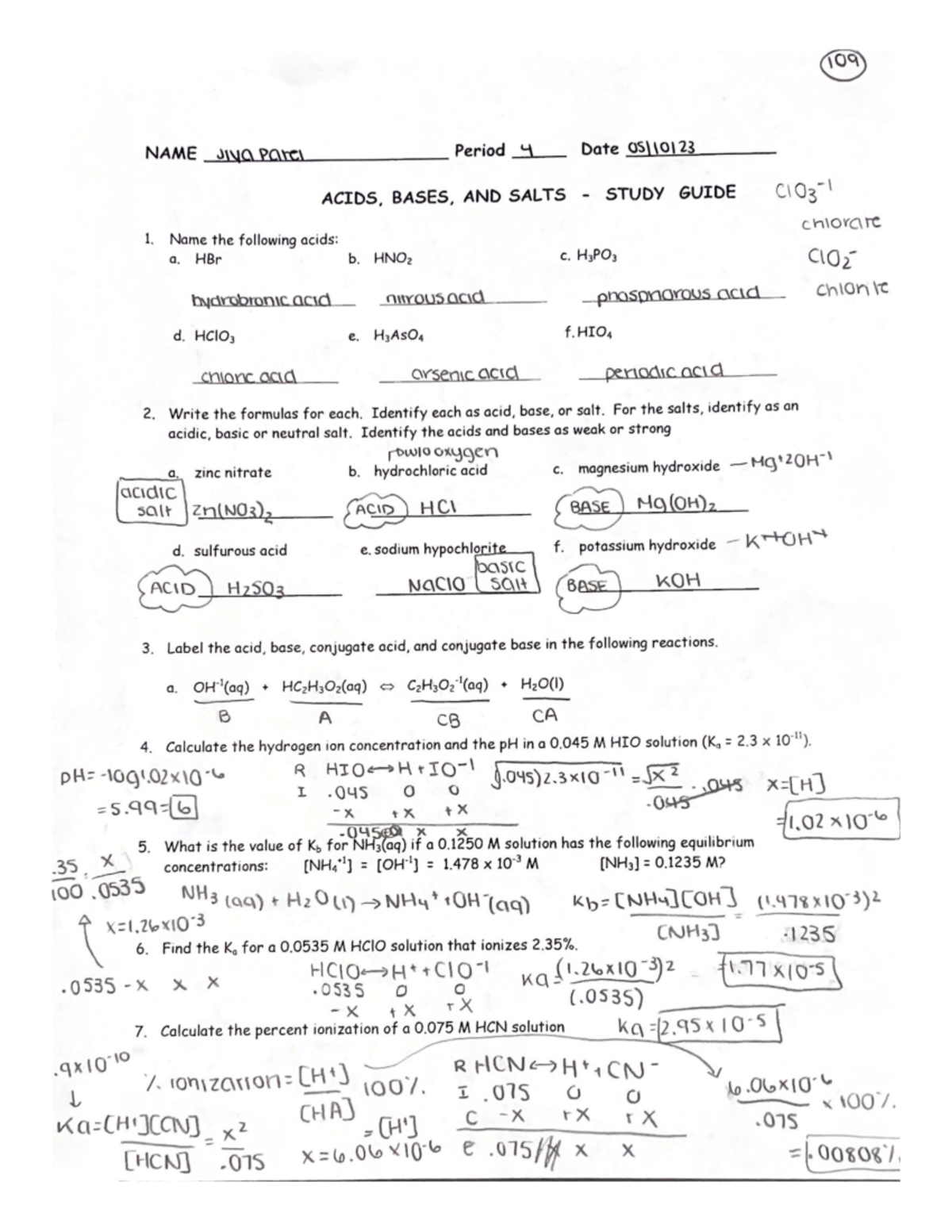 Acids, Bases, AND Salts - Study Guide - Studocu