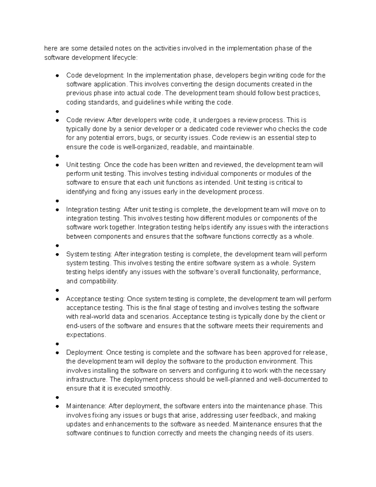 Development notes 3 - here are some detailed notes on the activities ...