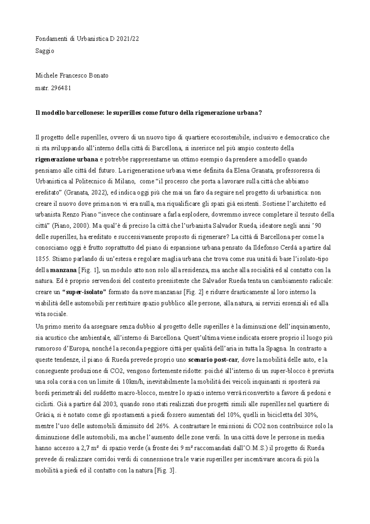 Superilles Barcellona - Fondamenti di Urbanistica D 2021/ Saggio ...