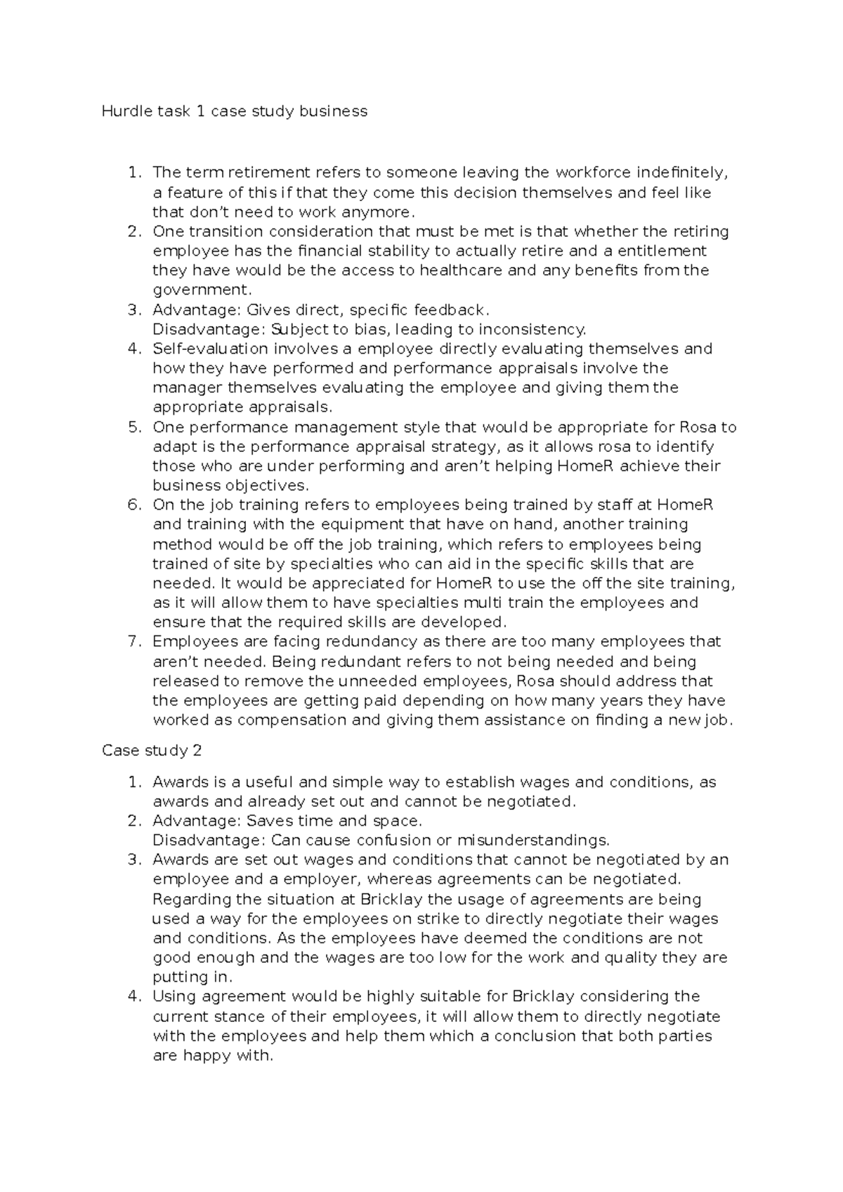 Hurdle task 1 business - ahhh - Hurdle task 1 case study business 1 ...