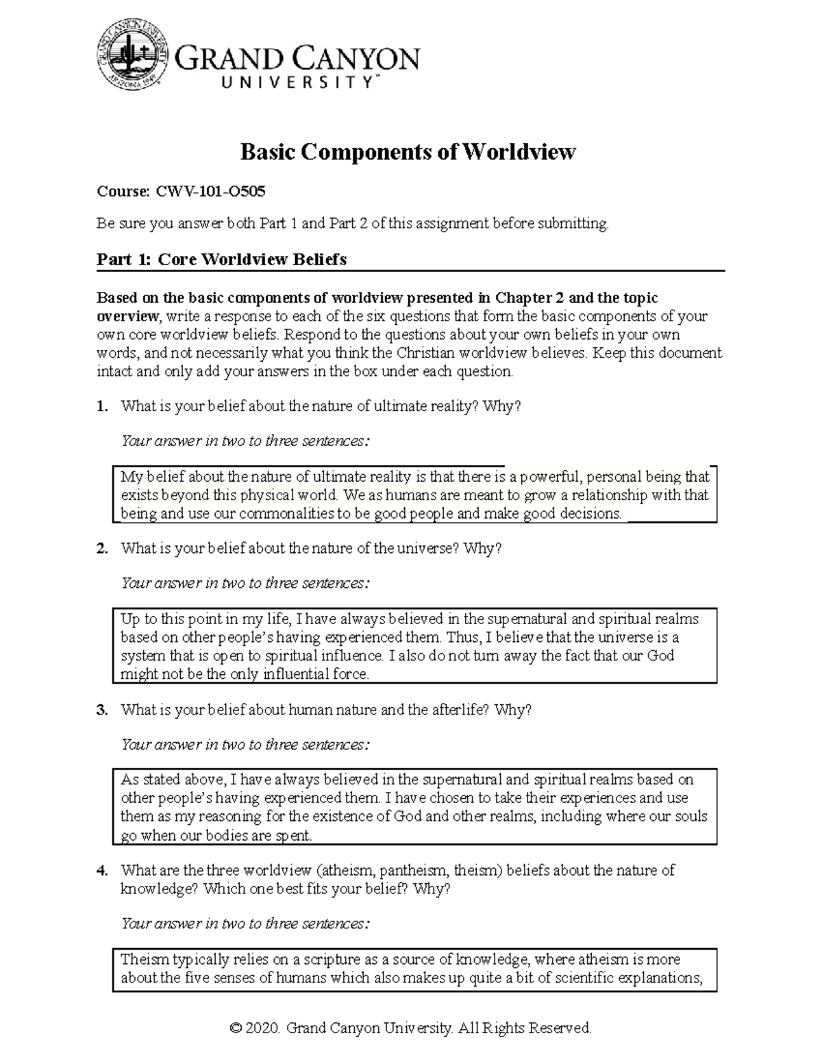 Topic 1 - Basic Components of Worldview - Basic Components of Worldview ...