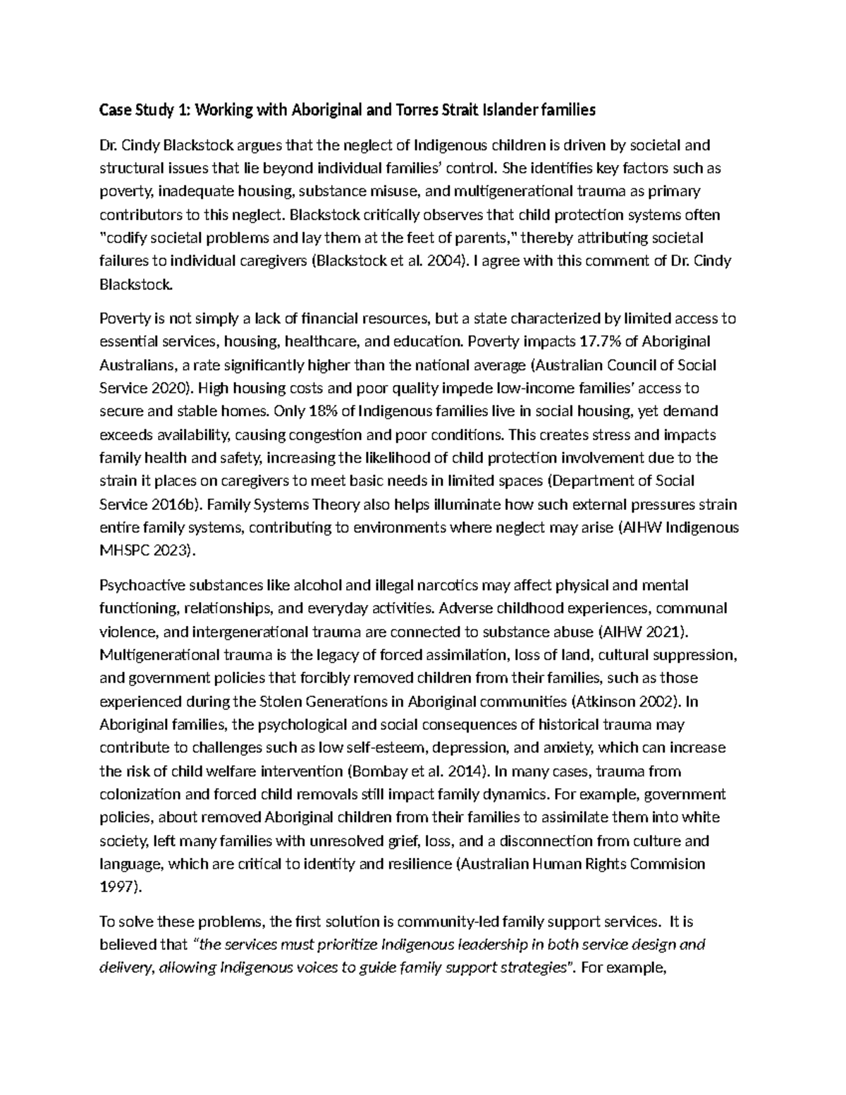 Assignment 2 - Case Study 1: Working with Aboriginal and Torres Strait ...