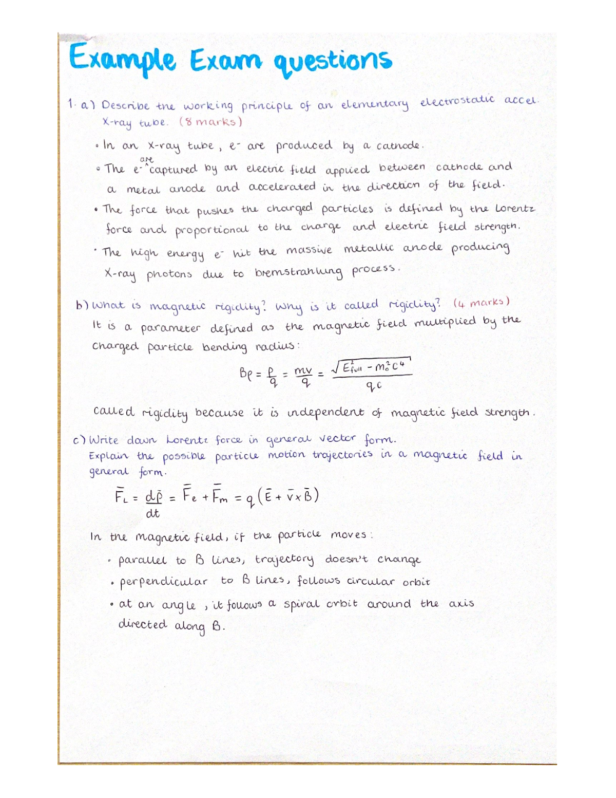 Example Exam questions - PH4450 - Studocu