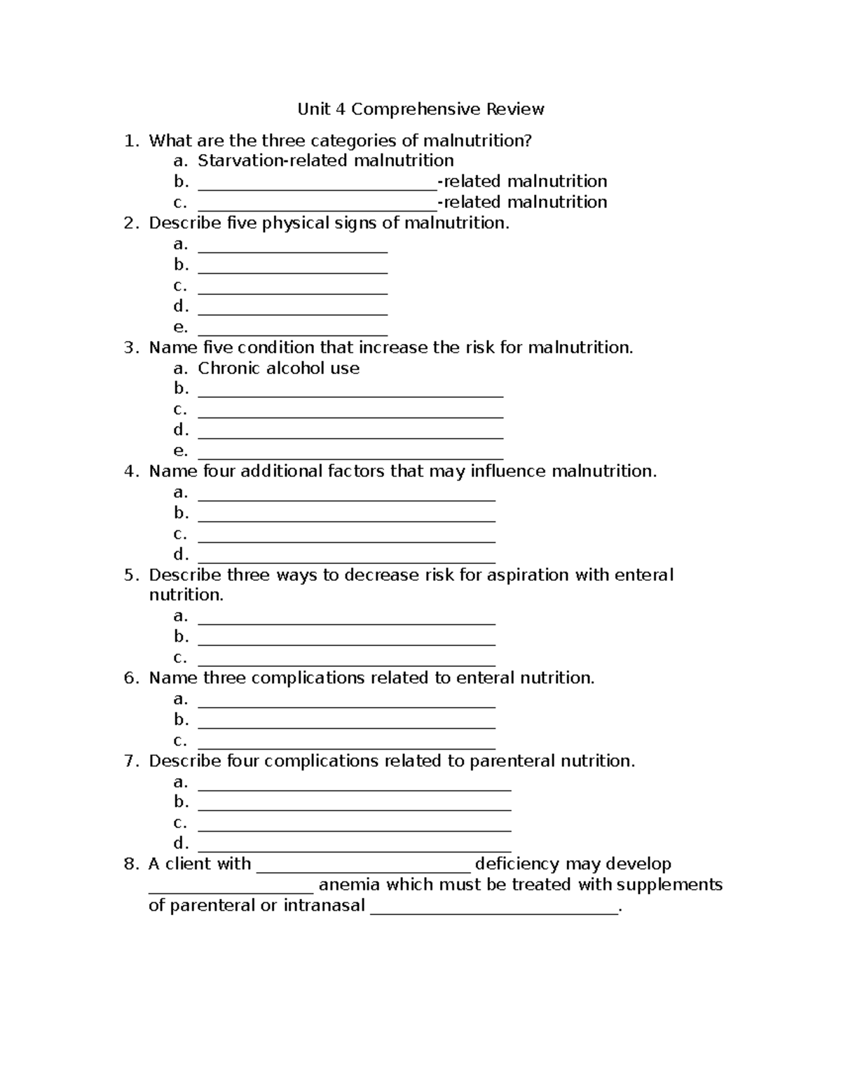 Unit 4 Comprehensive Review packet - Unit 4 Comprehensive Review What ...