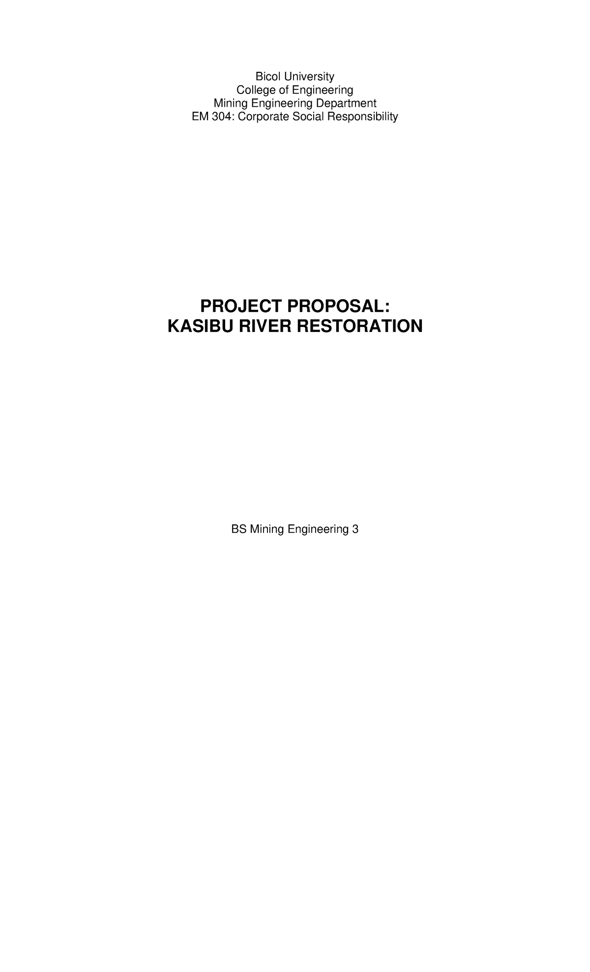 Project Proposal River Restoration - Bicol University College of ...