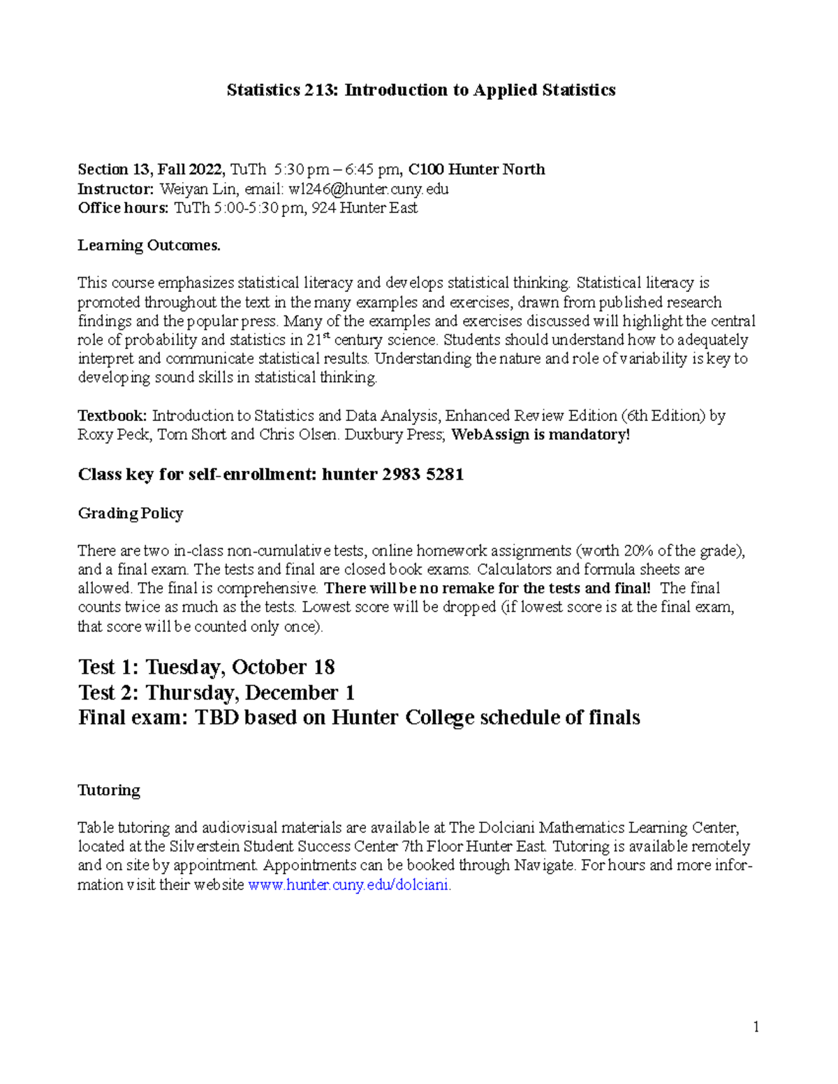 Section 13 Stat213 Fall2022 - Statistics 213: Introduction to Applied Statistics Section 13 ...