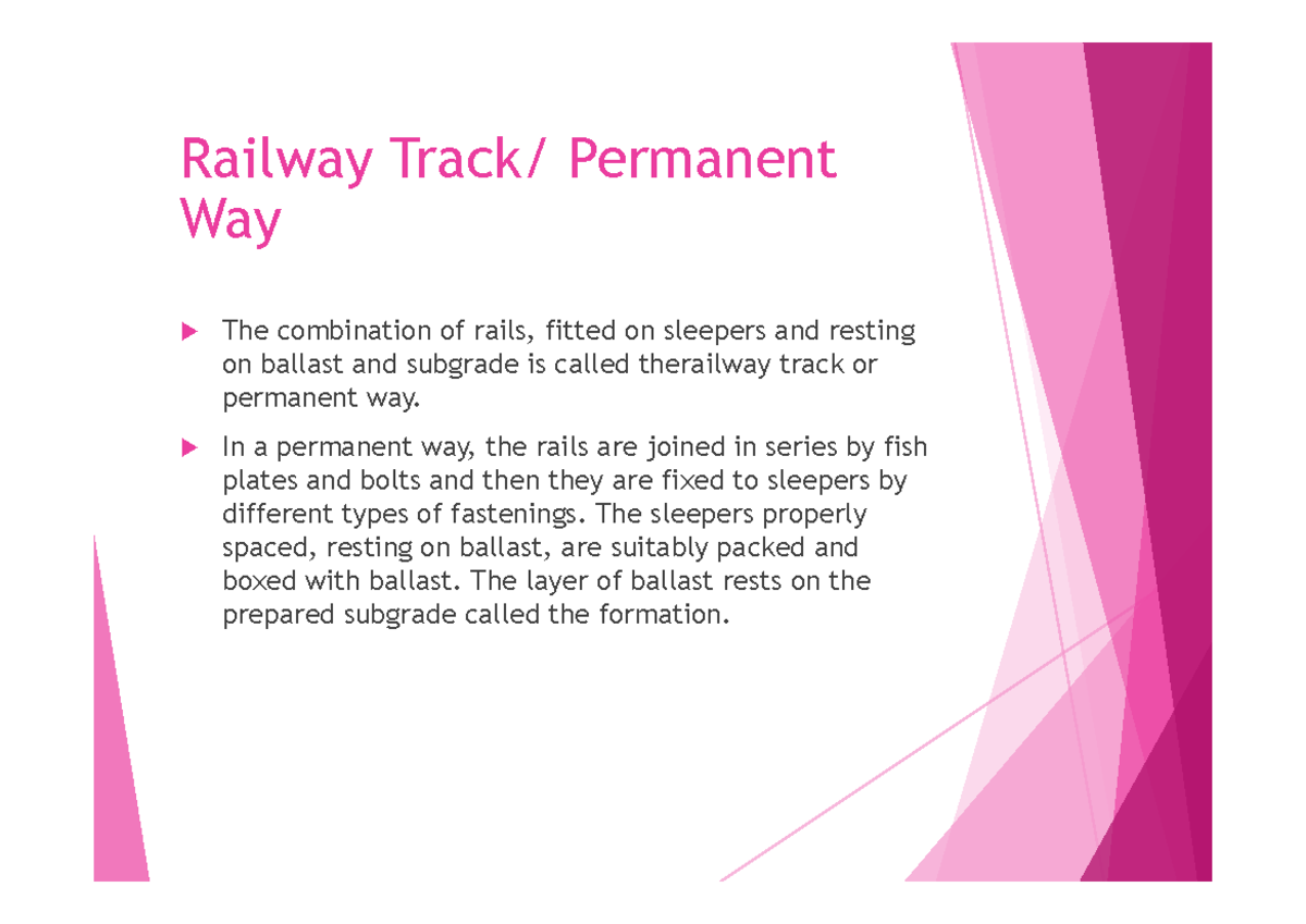 Components of track pdf - Railway Track/ Permanent Way The combination ...