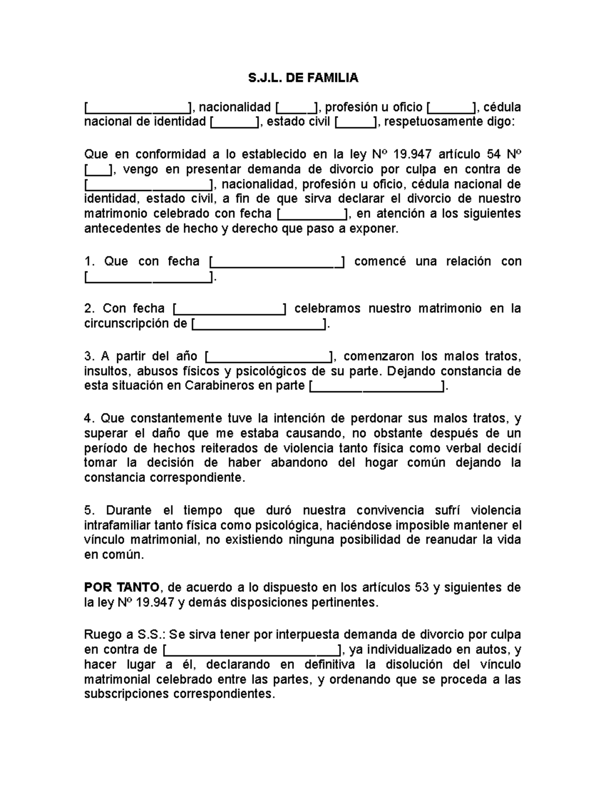 Divorcio-Culposo - formato o modelo divorcio culposo - S.J. DE FAMILIA ...