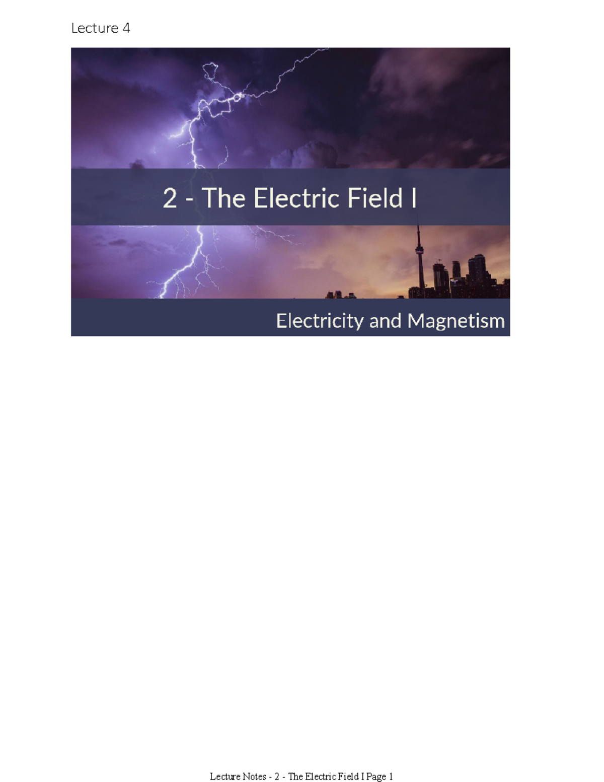 Lecture Notes - 2 - The Electric Field I - Solutions -v2 - Section 2 ...