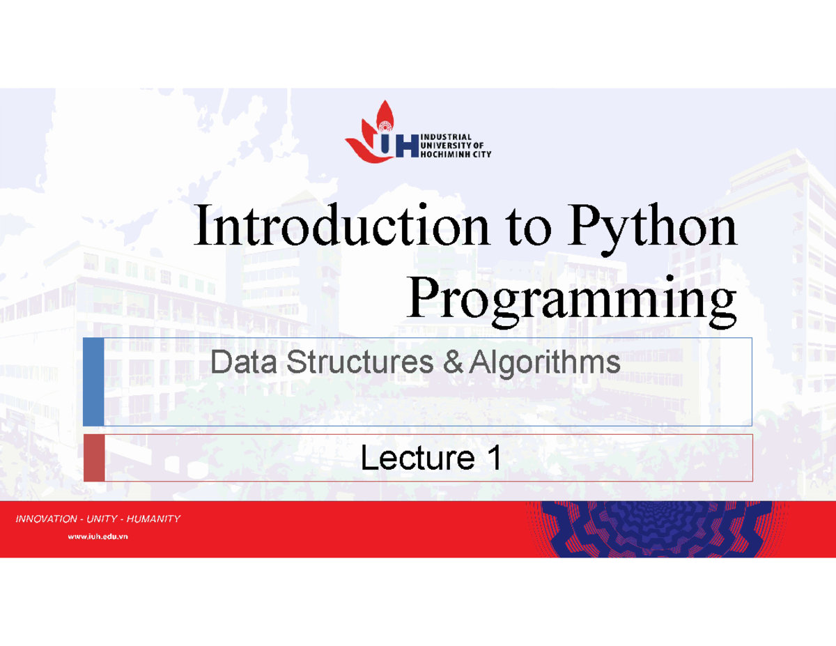 DSAPy-Chapter 01 - Introduction to Python Programming Data Structures & Algorithms Lecture 1 ...