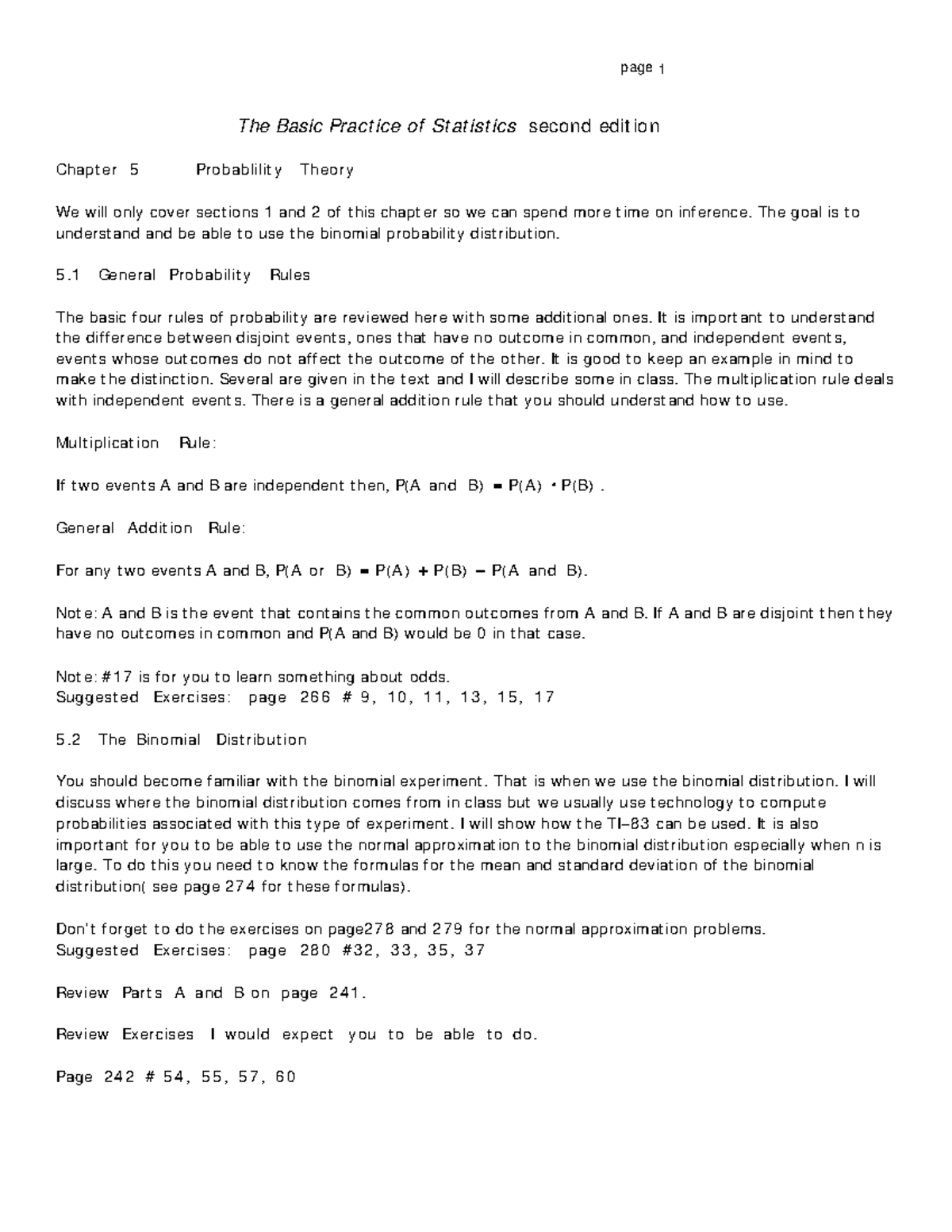 BPS 3rd Chap 5 summary - page 1 The Basic Practice of Statistics second ...