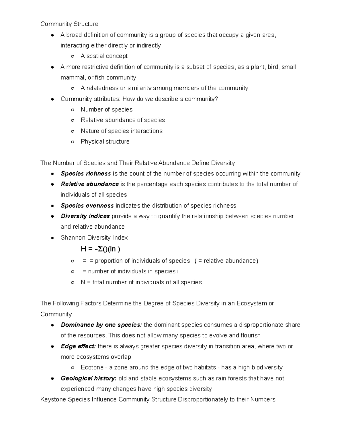 Community Ecology - Notes are taken in Kafley's Biology 1407 Spring ...