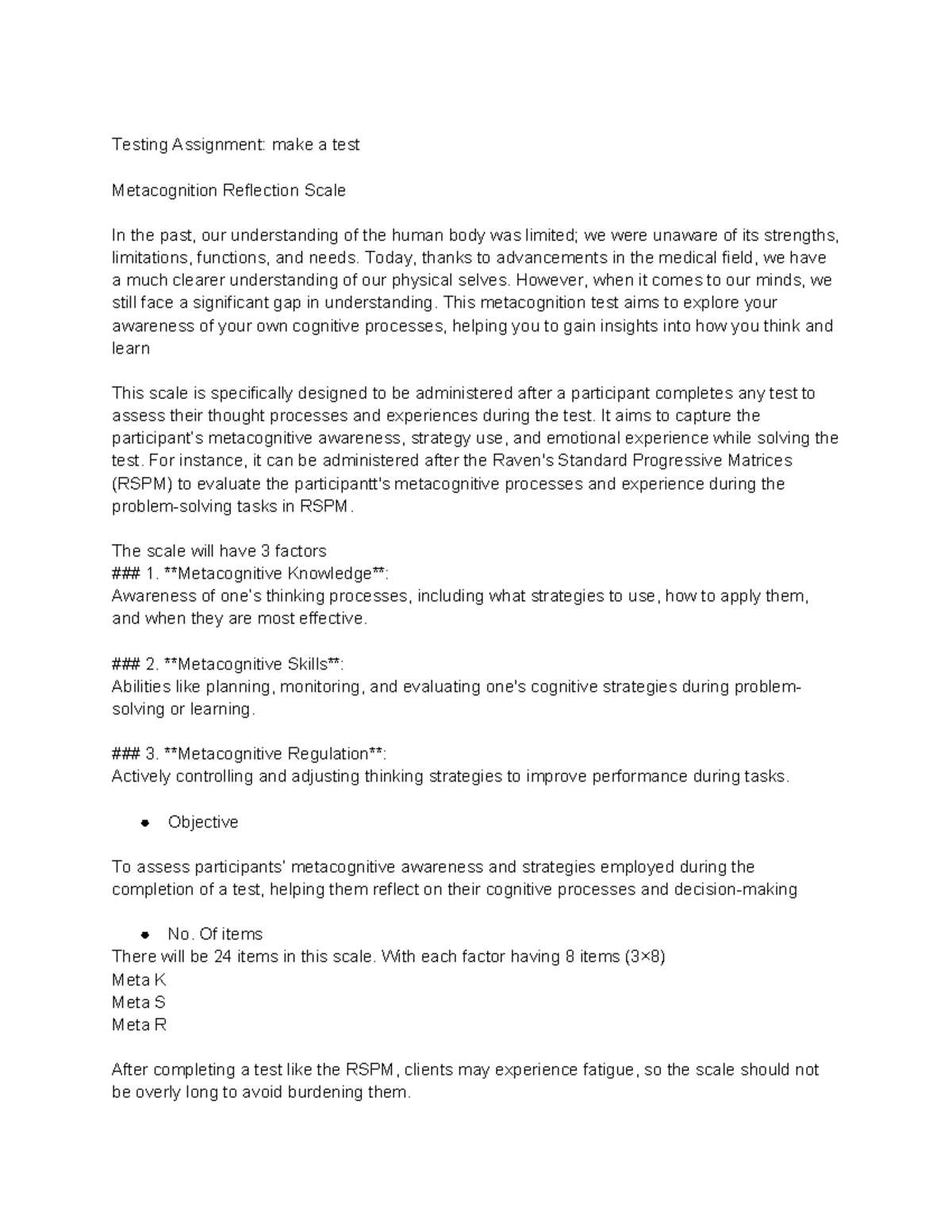 Testing Assignment- make a test - Testing Assignment: make a test ...