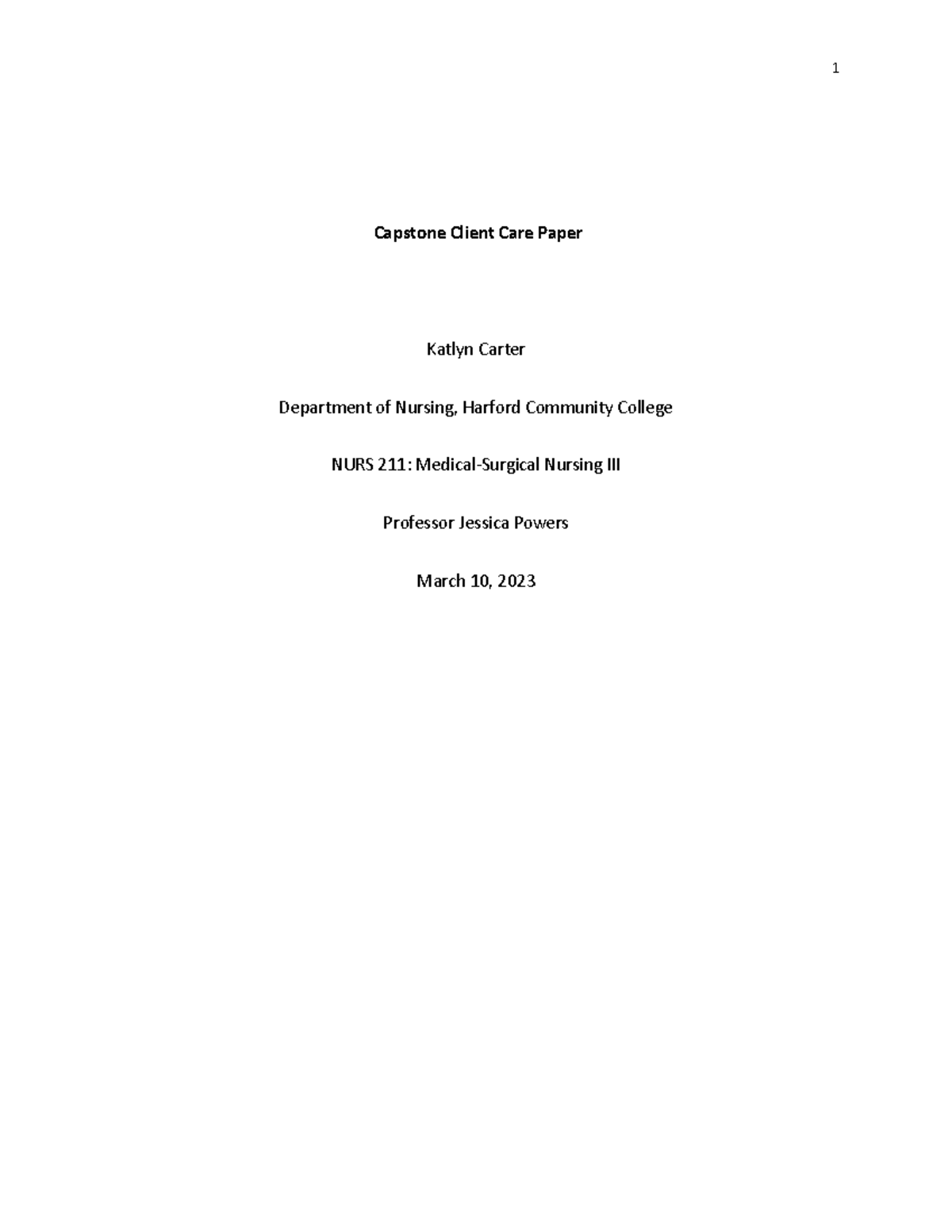 Capstone Client Care Paper - Capstone Client Care Paper Katlyn Carter ...