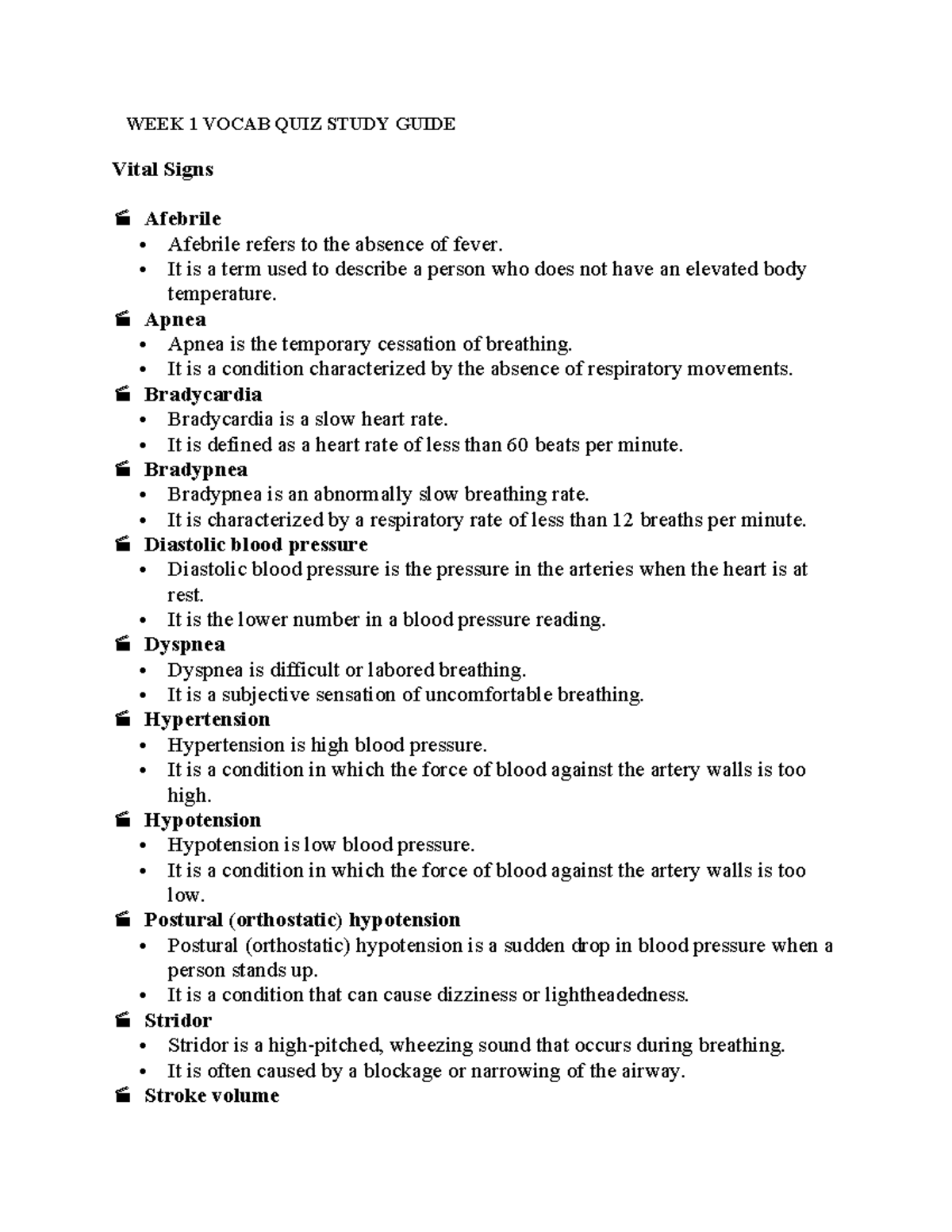 fundamentals vocabulary study guide - WEEK 1 VOCAB QUIZ STUDY GUIDE ...