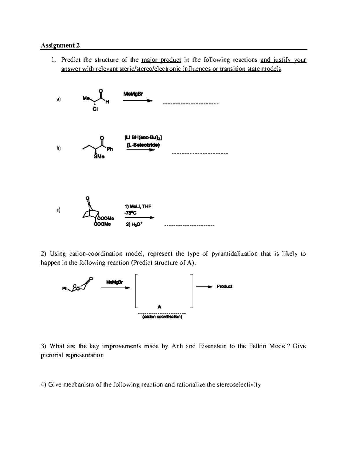 Assignment 2 - Chemistry Practice Paper - Assignment 2 Predict the ...