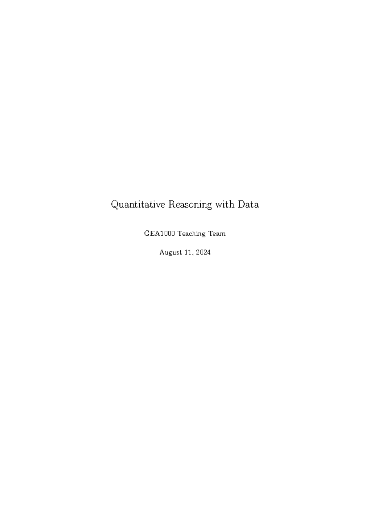 Gea1000 Lecture Notes Quantitative Reasoning With Data Gea1000 Teaching Team August 11 2024