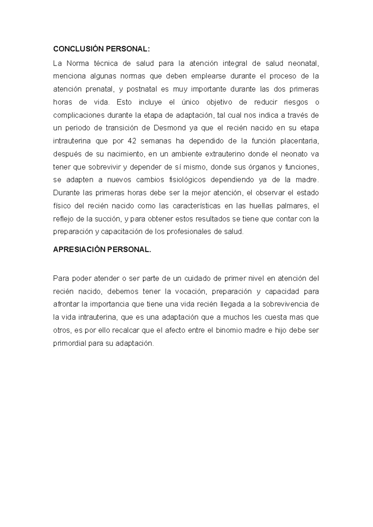 MAPA Atención AL RN - CONCLUSIÓN PERSONAL: La Norma técnica de salud ...