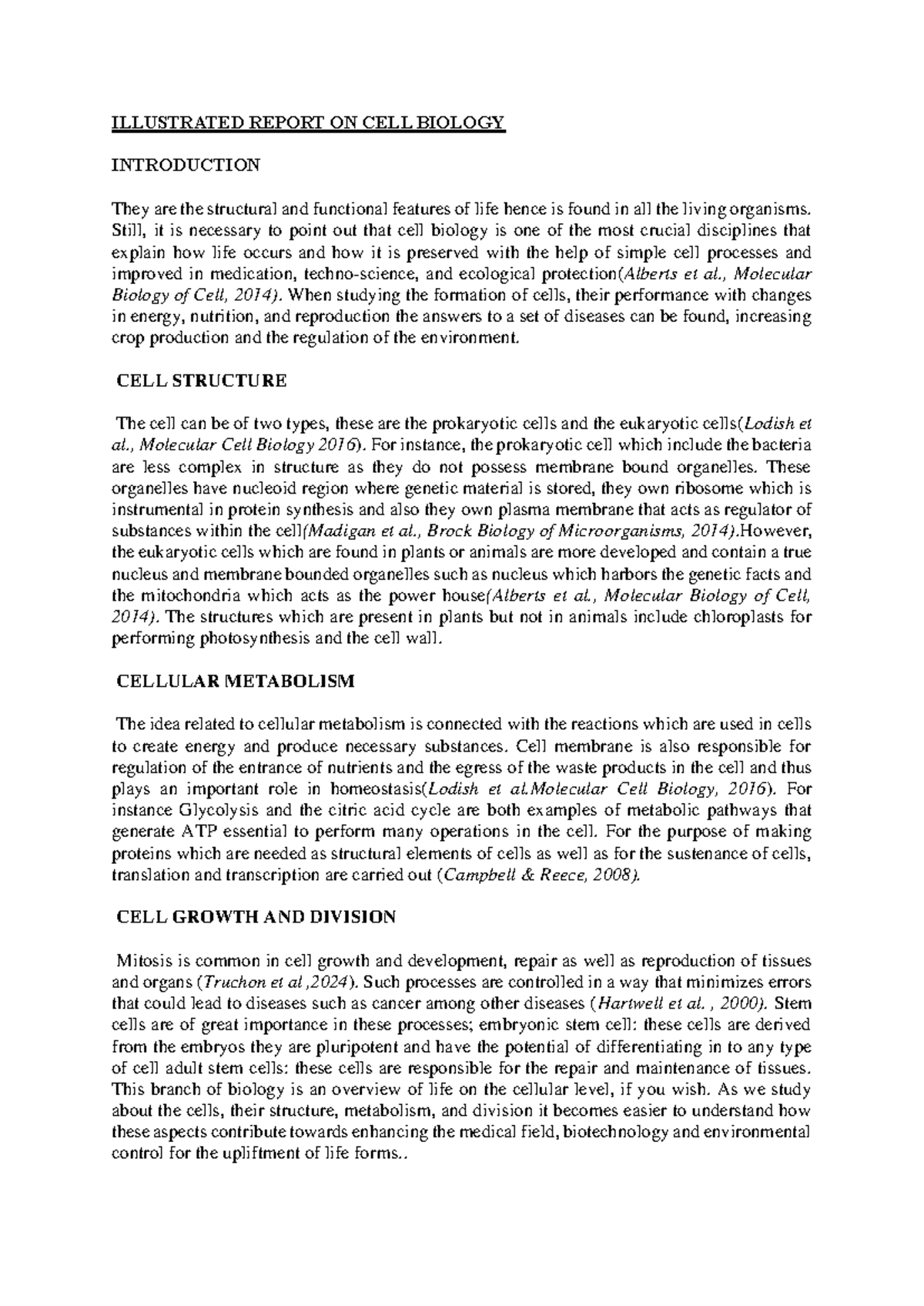 unit 5 - cell biology - ILLUSTRATED REPORT ON CELL BIOLOGY INTRODUCTION ...