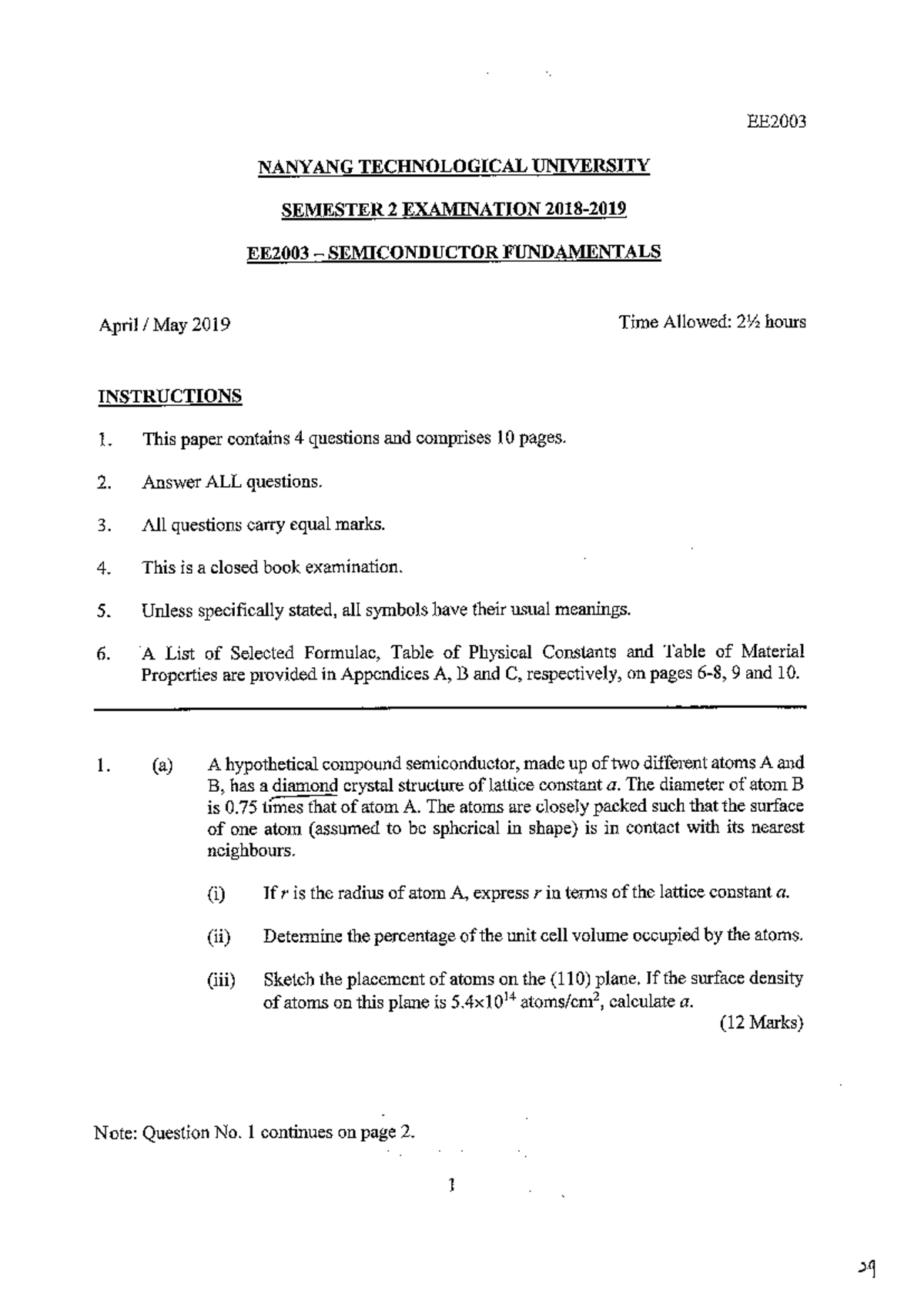 EE2003 1819 S2 all - PYP Paper - EE2003 - Studocu