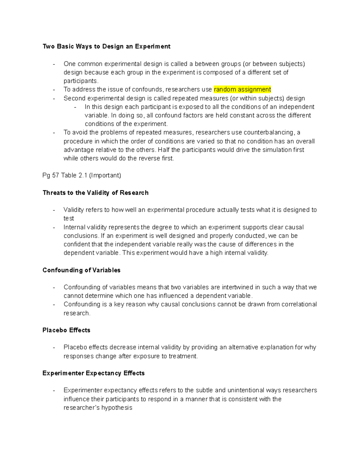 Psychology 1000 Chapter 2 Notes - Two Basic Ways to Design an ...
