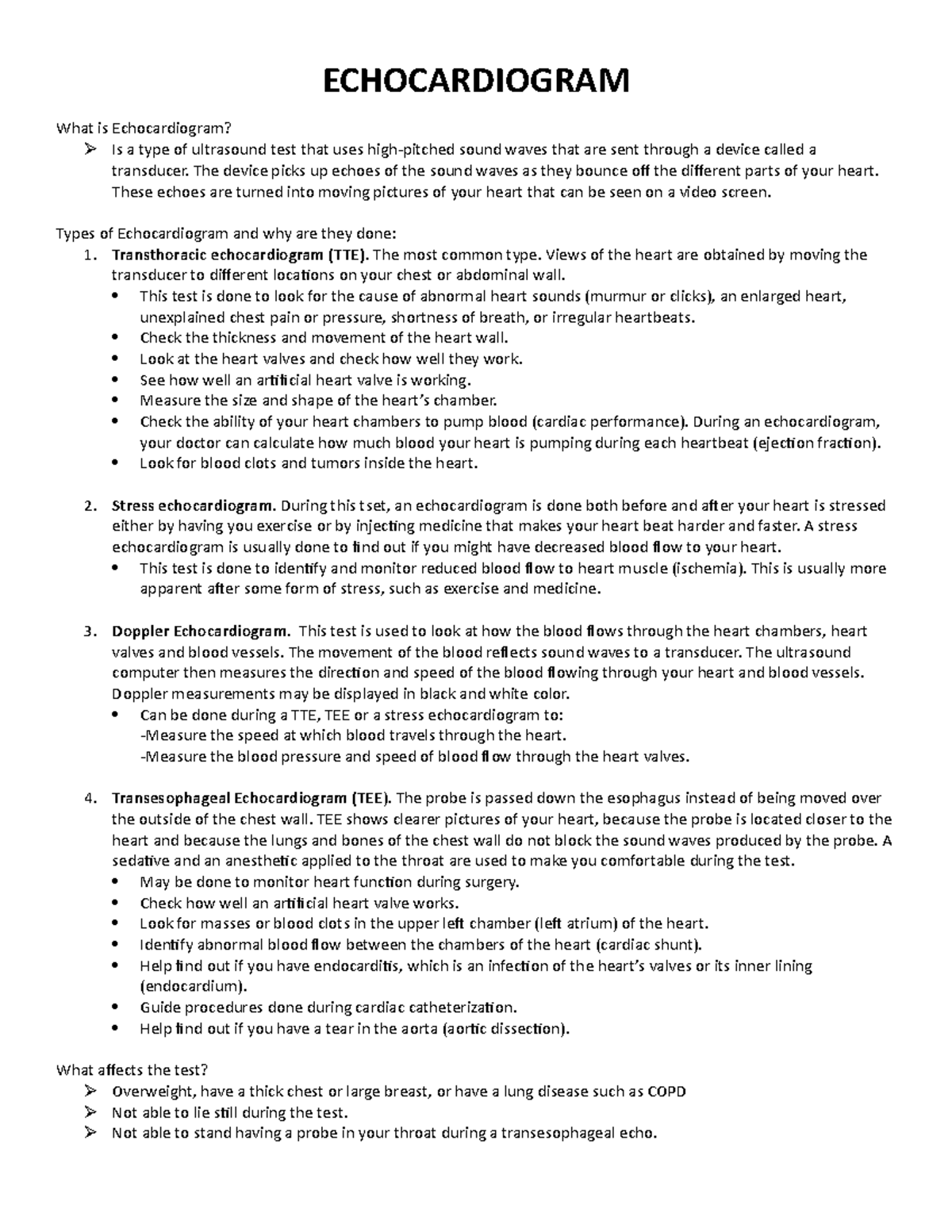 Echocardiogram - ECHOCARDIOGRAM What is Echocardiogram? Is a type of ...
