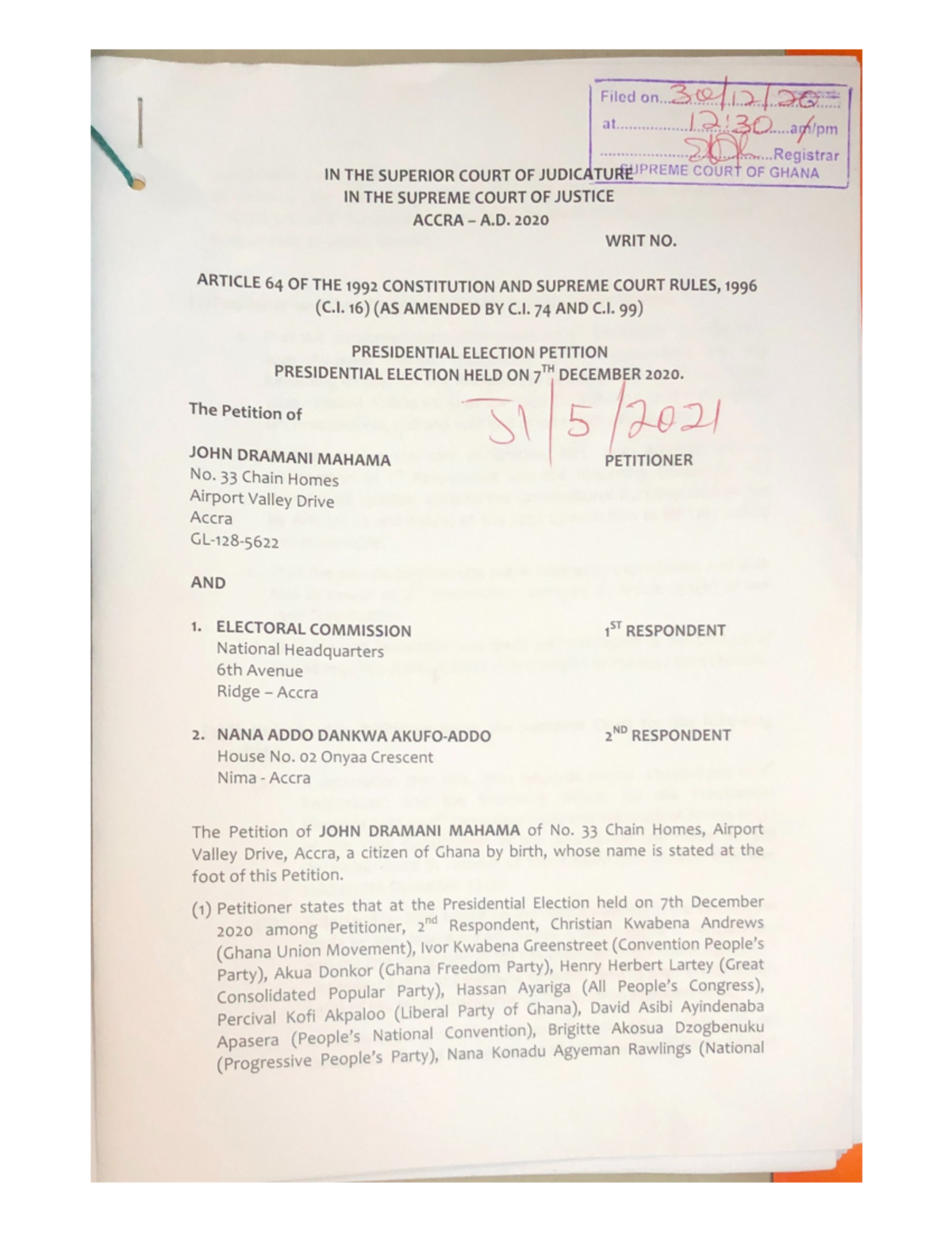 2020 Election Petition Ghana - Economy of Ghana - Studocu